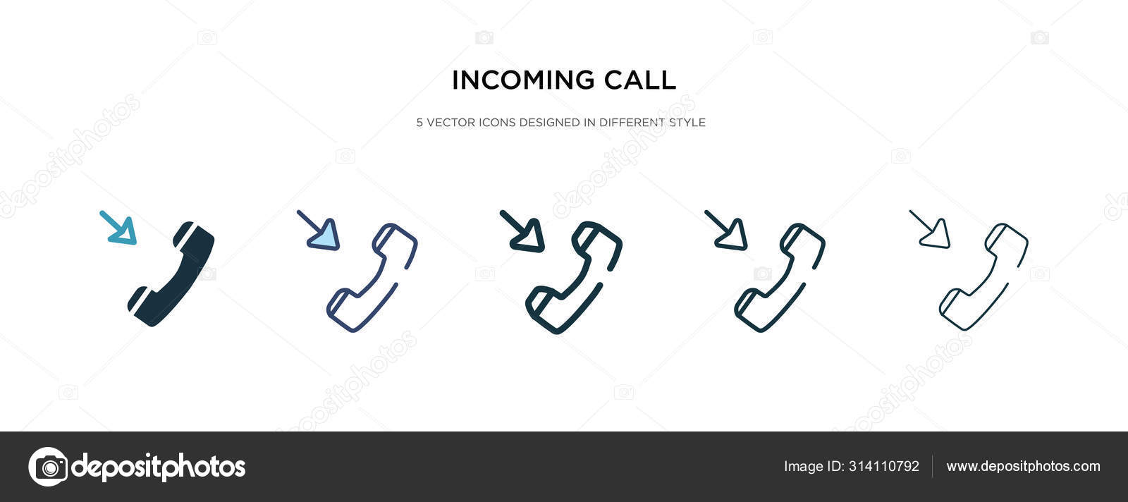 Icono de llamada entrante en la ilustración de vectores de estilo ...