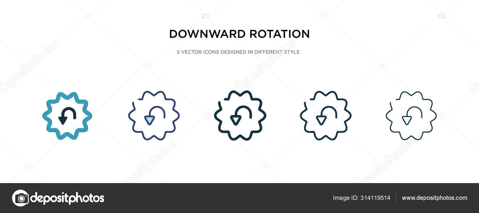 Downward rotation icon in different style vector illustration. t ...
