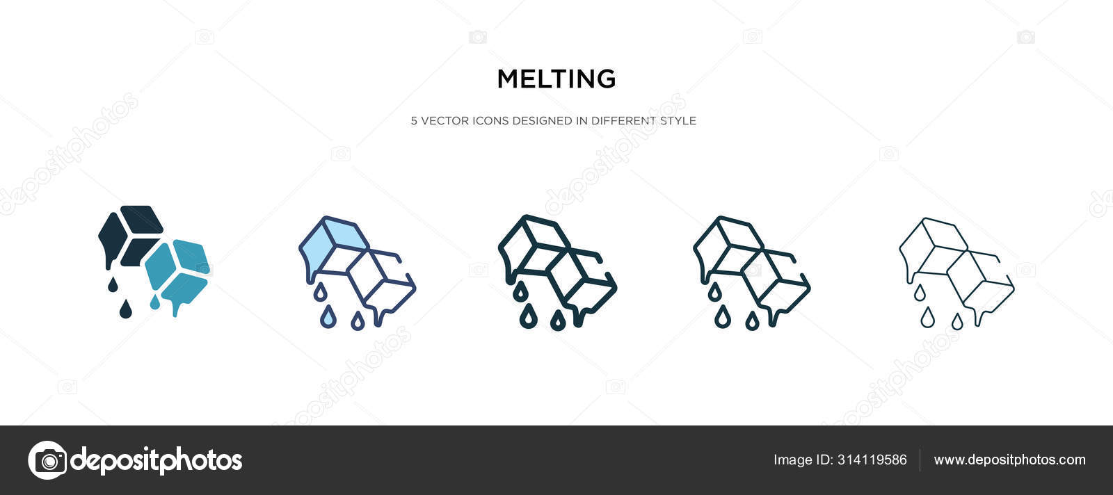 Melting icon in different style vector illustration. two colored Stock ...