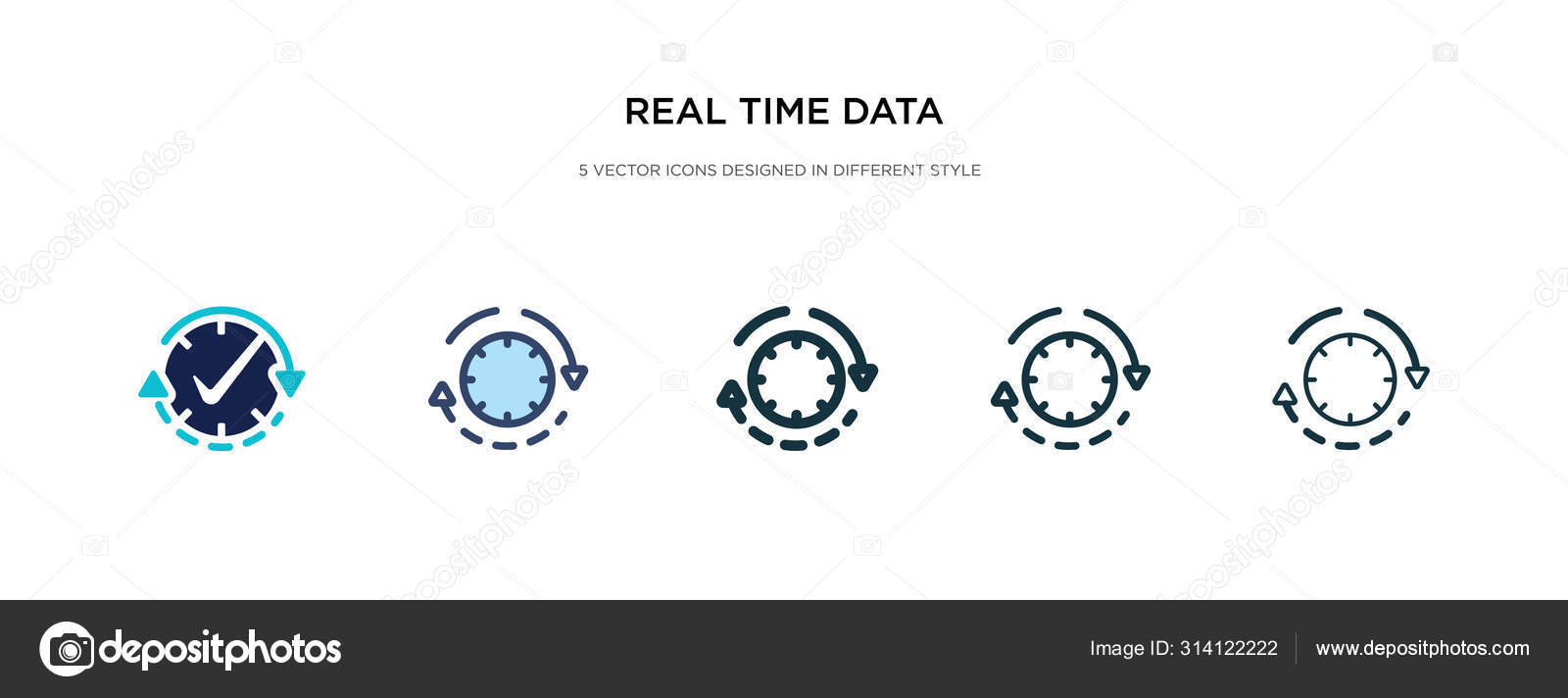 Real time data icon in different style vector illustration. two Stock ...