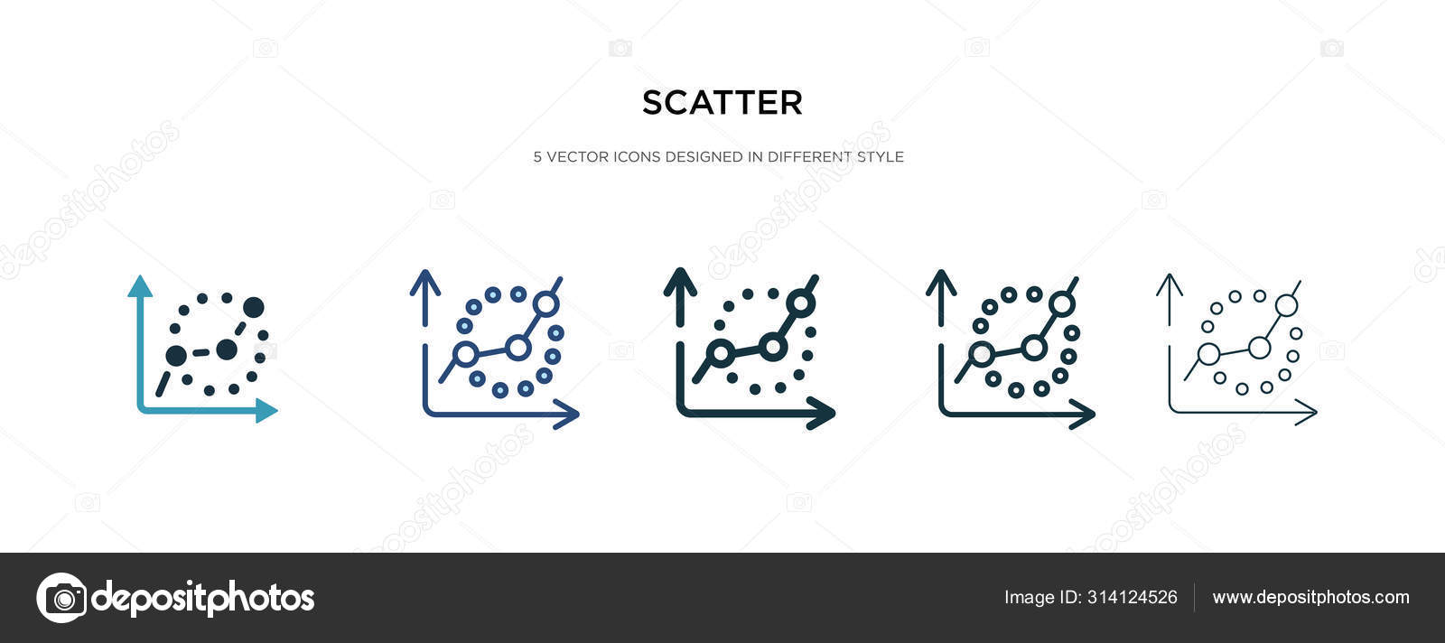 Scatter icon in different style vector illustration. two colored Stock ...