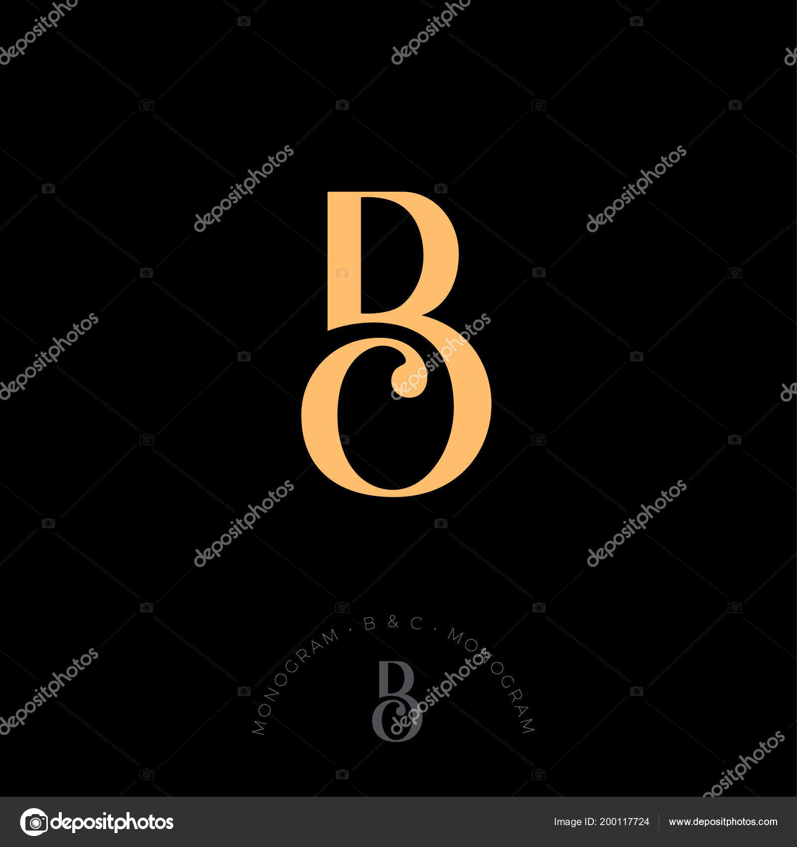 Combined Letters Initial Beautiful Letters Classic Style Monochrome ...