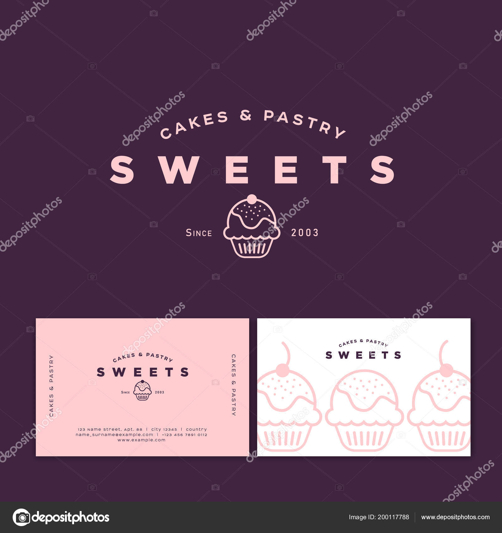 Bakery Logo Sweets Cakes Pastry Emblem Bakery Cafe Logo Beautiful Stock ...