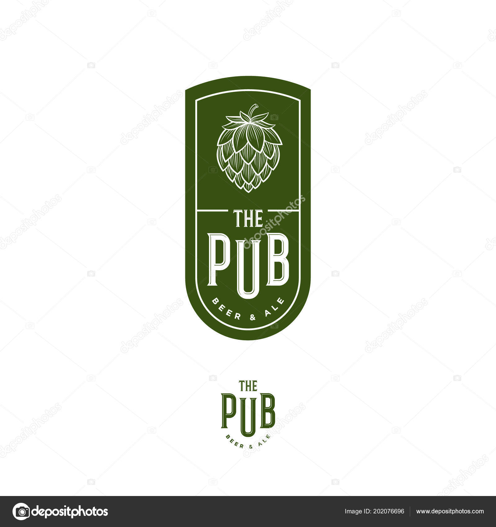 Beer Pub Emblem Hop Cone Logo Craft Beer Logotype Engraving Stock ...