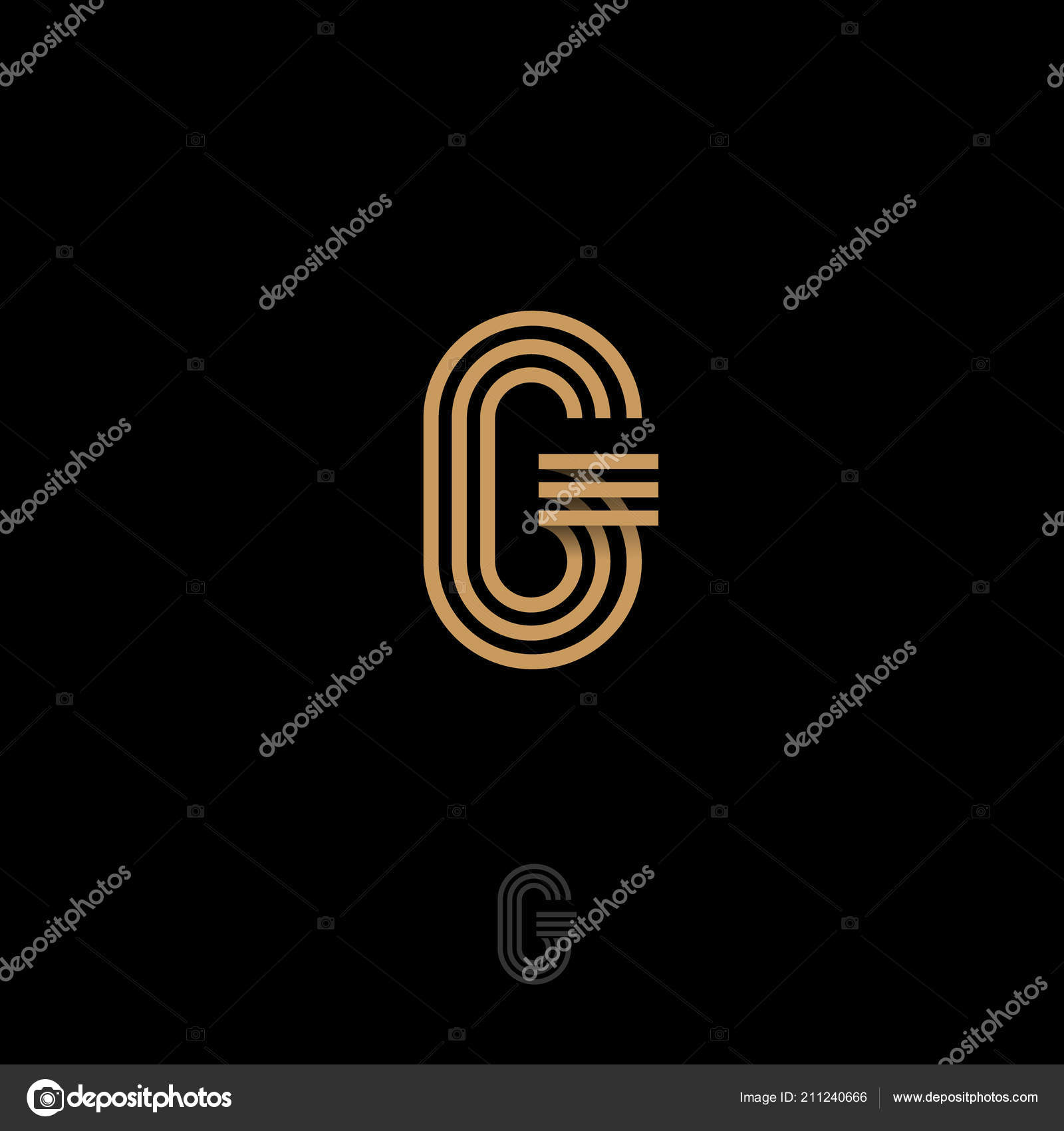 Letter Monogram Consist Gold Lines Isolated Dark Background Monochrome ...