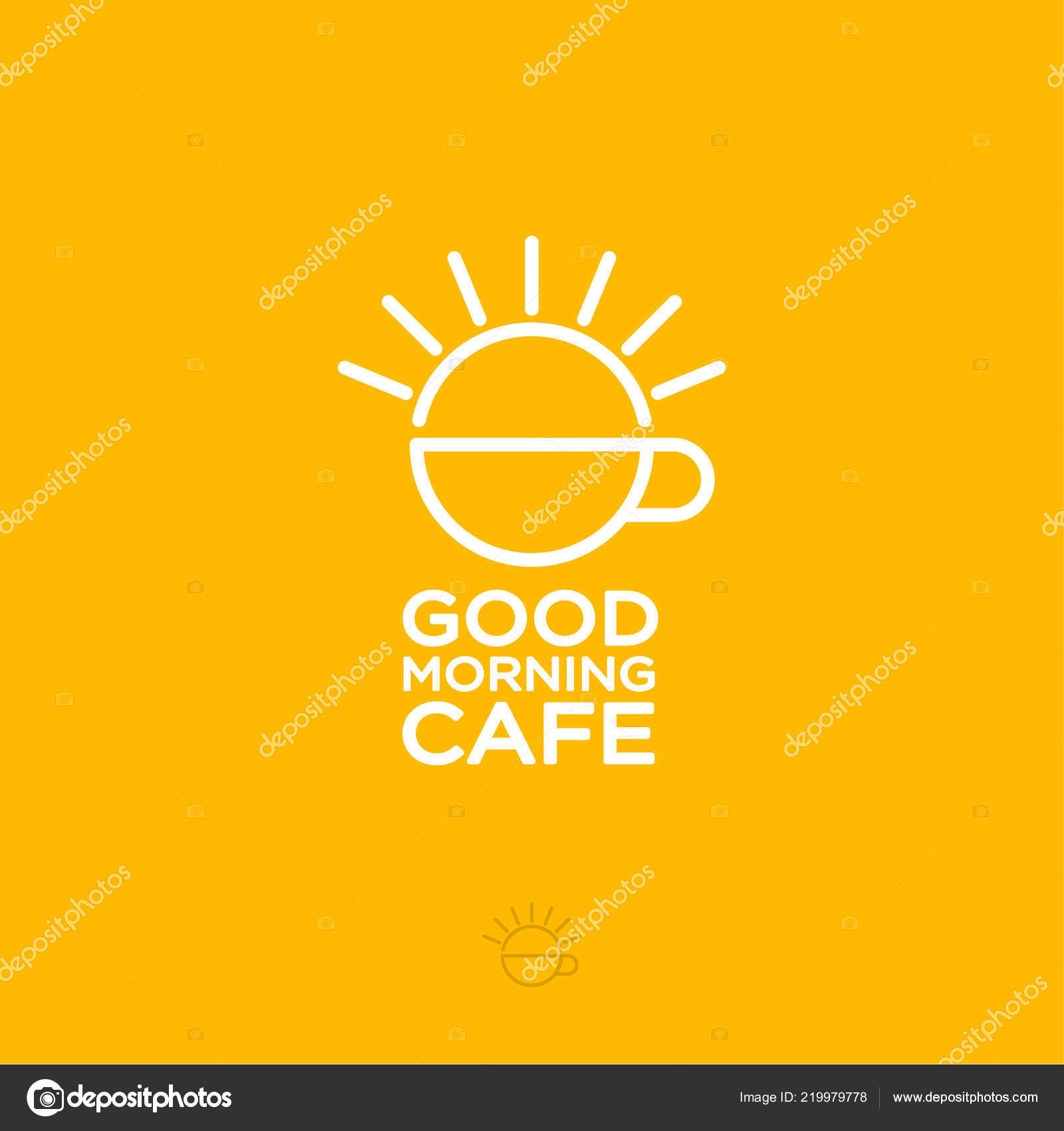 Good Morning Cafe Logo Cup Sun Yellow Background Flat Design Stock ...