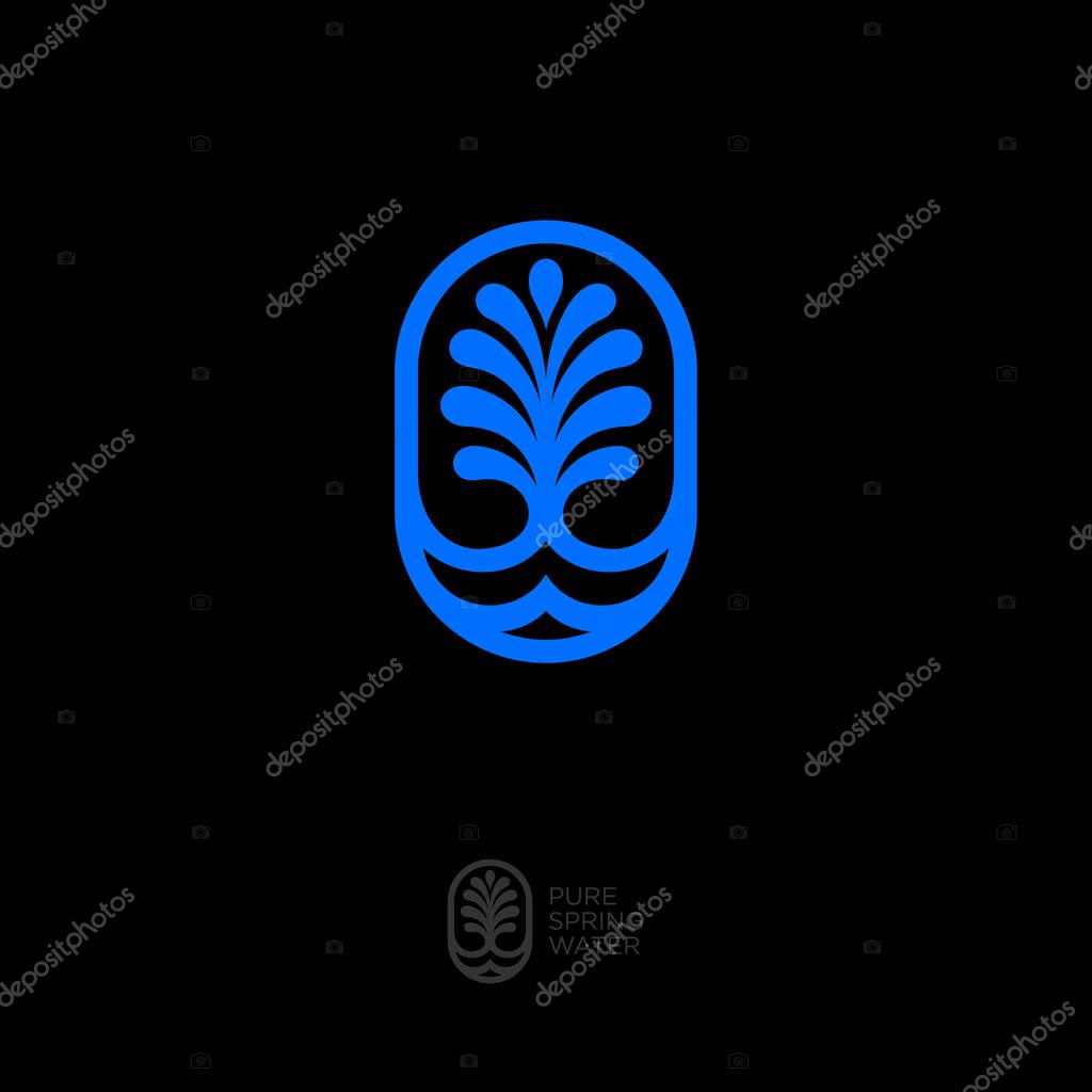 El emblema del agua. Logo de la fuente. Logo de agua pura de manantial ...