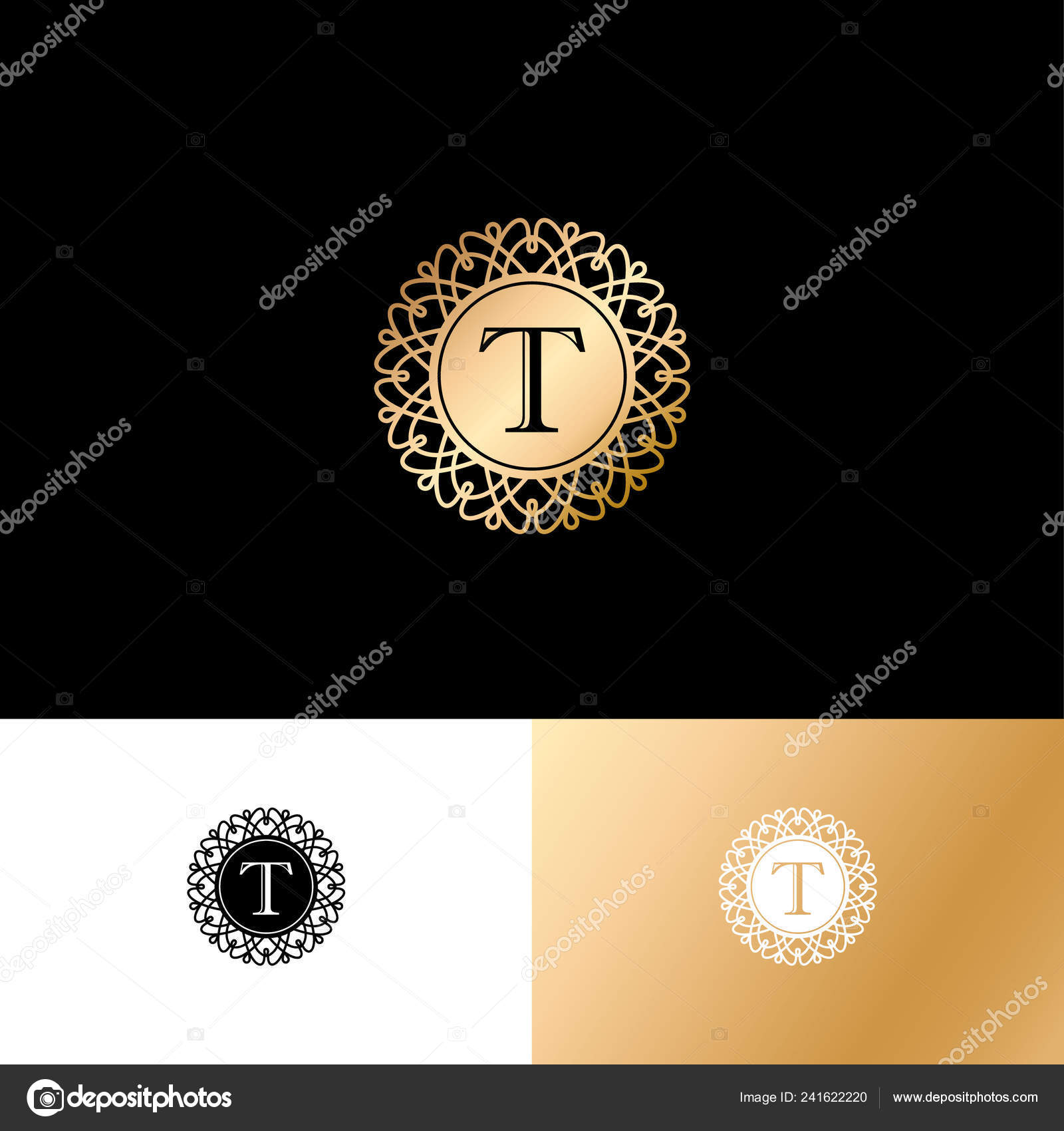 Letter Monogram Original Gold Letter Symbol Circle Lace Ornament Stock ...