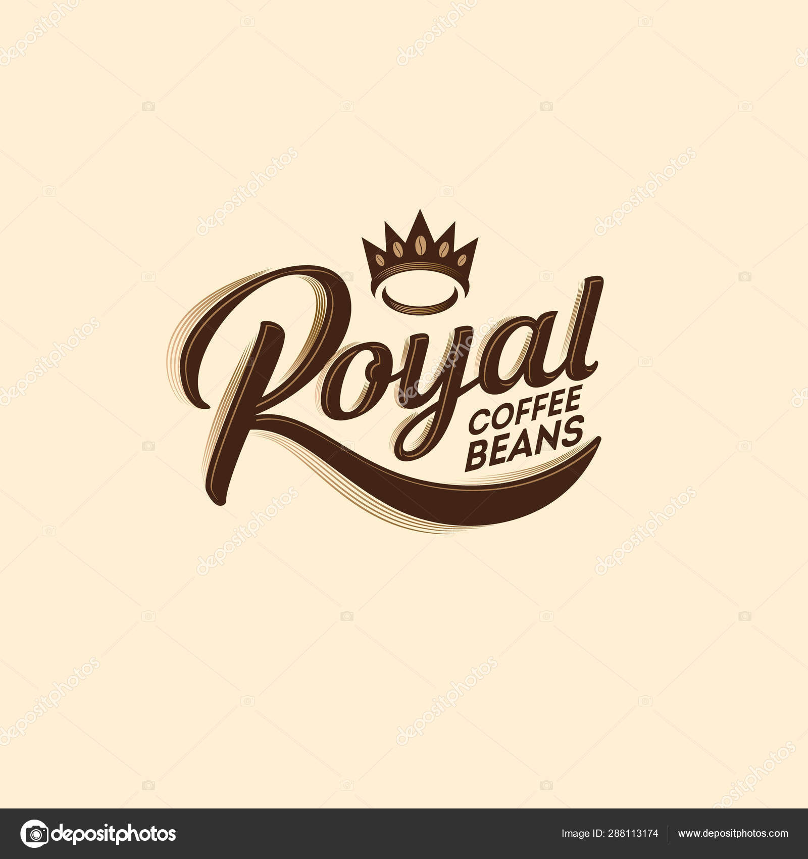 Royal Coffee Bean Logo Coffee Store Cafe Logo Calligraphy Composition ...