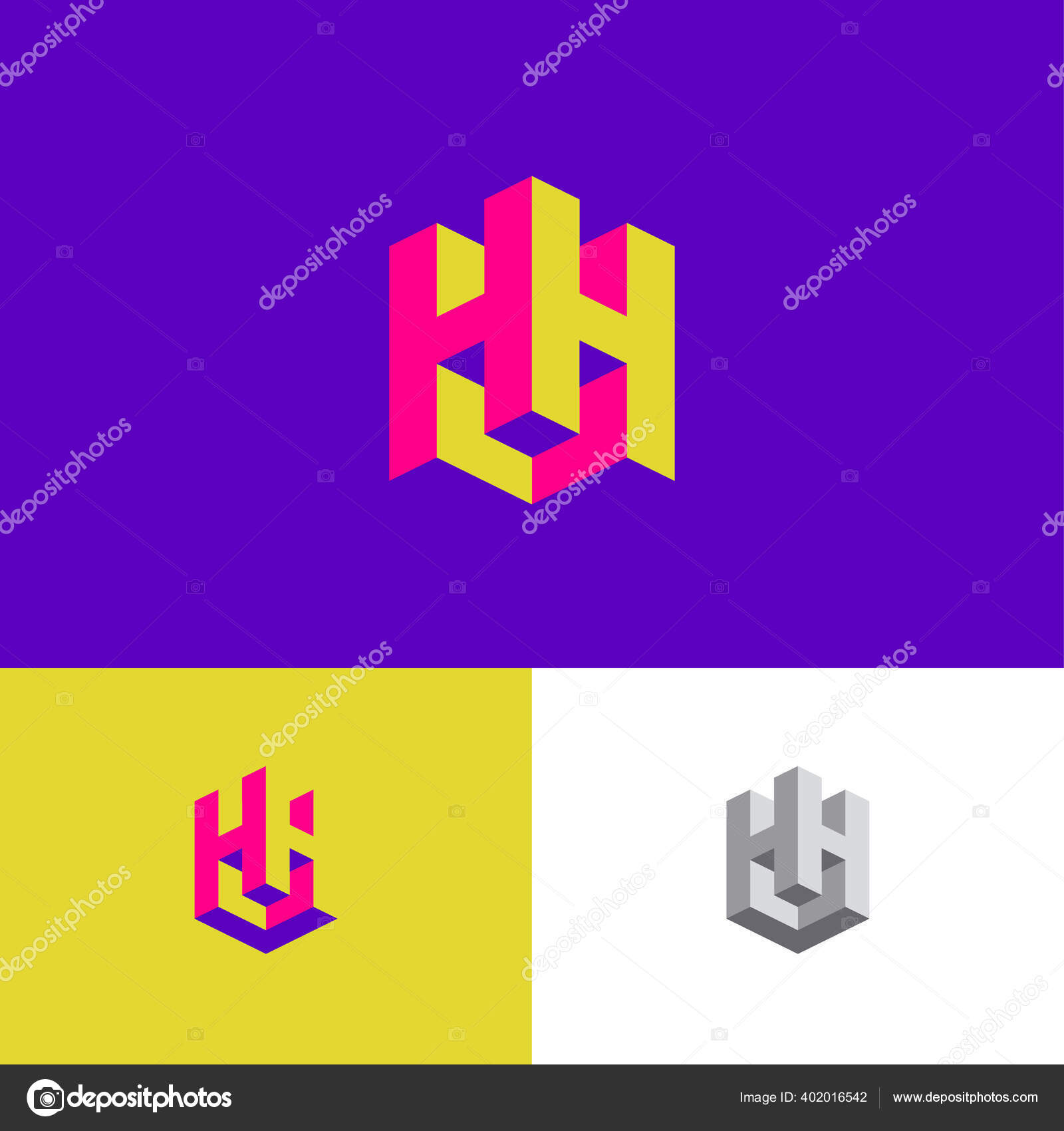 Double Letters Cube Logo Construction Emblem Monogram Abstract Volume ...