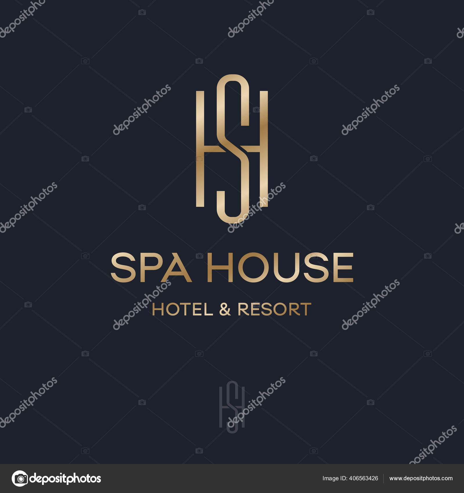 Spa House Logo Monogram Logo Premium Monogram Consist Gold Thin Stock ...