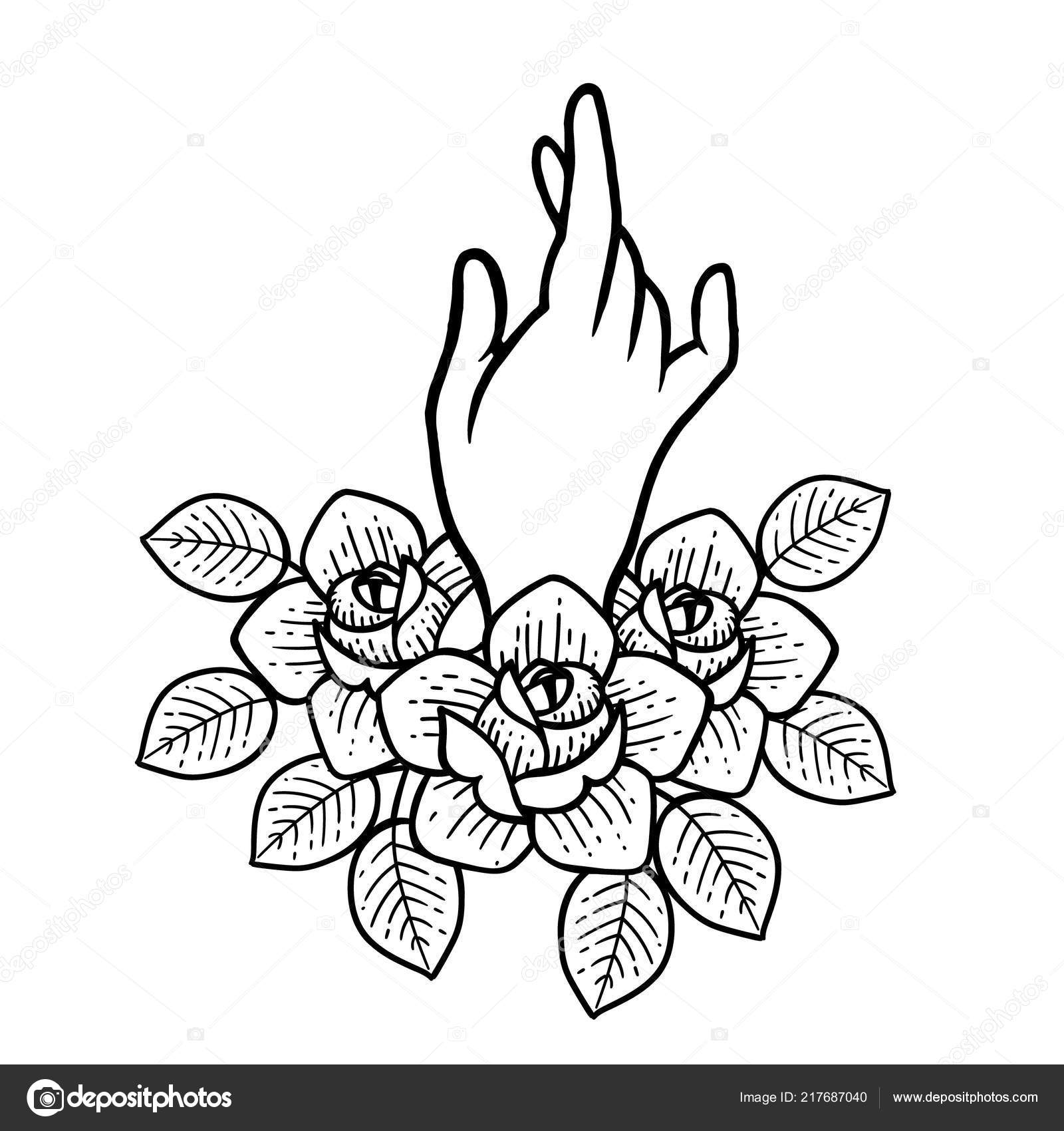 Praying Hands Drawing With Rose
