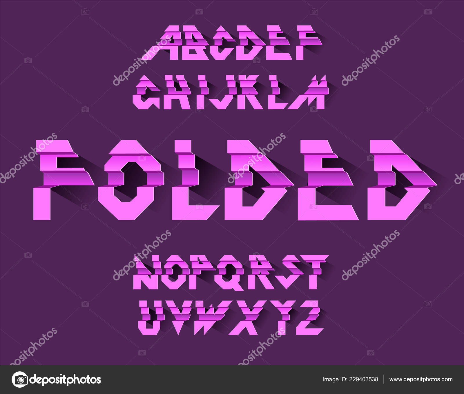 Folded Paper Alphabet Vector of paper. Ribbon folding script font ...