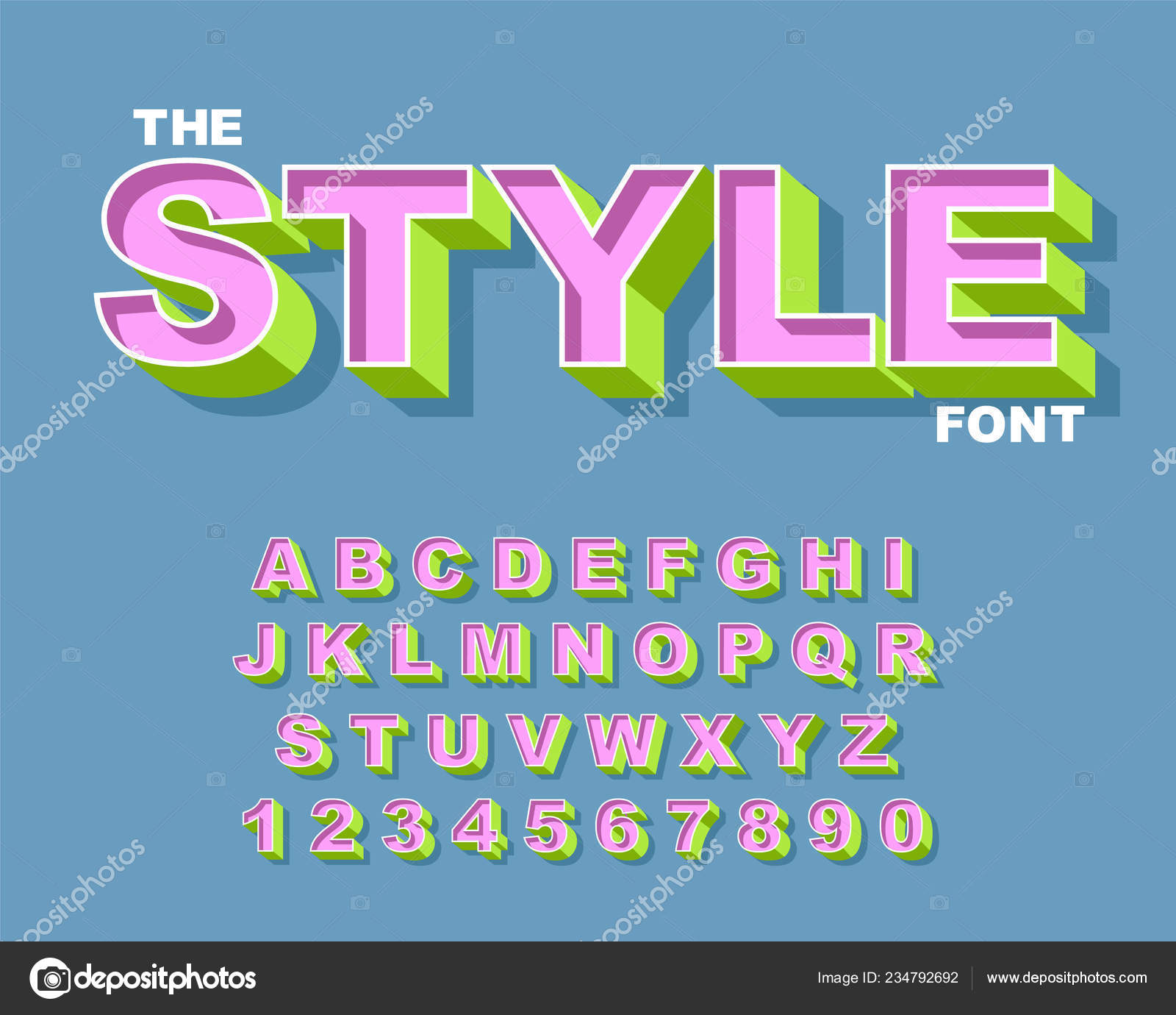 3d Bold retro font. Vintage Alphabet vector 80 s, 90 s Stock Vector ...