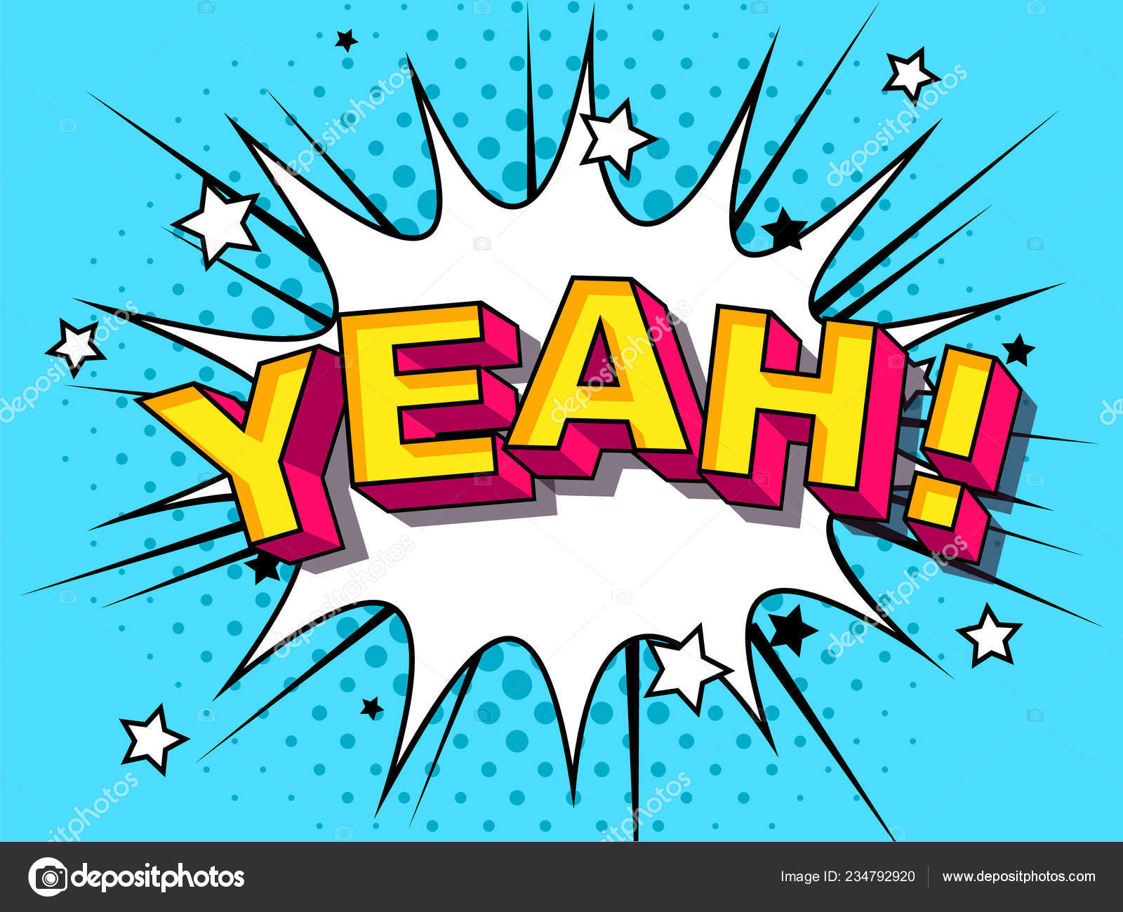 Yeah Comic Vector cartoon illustration explosions. Comics Boom Stock ...