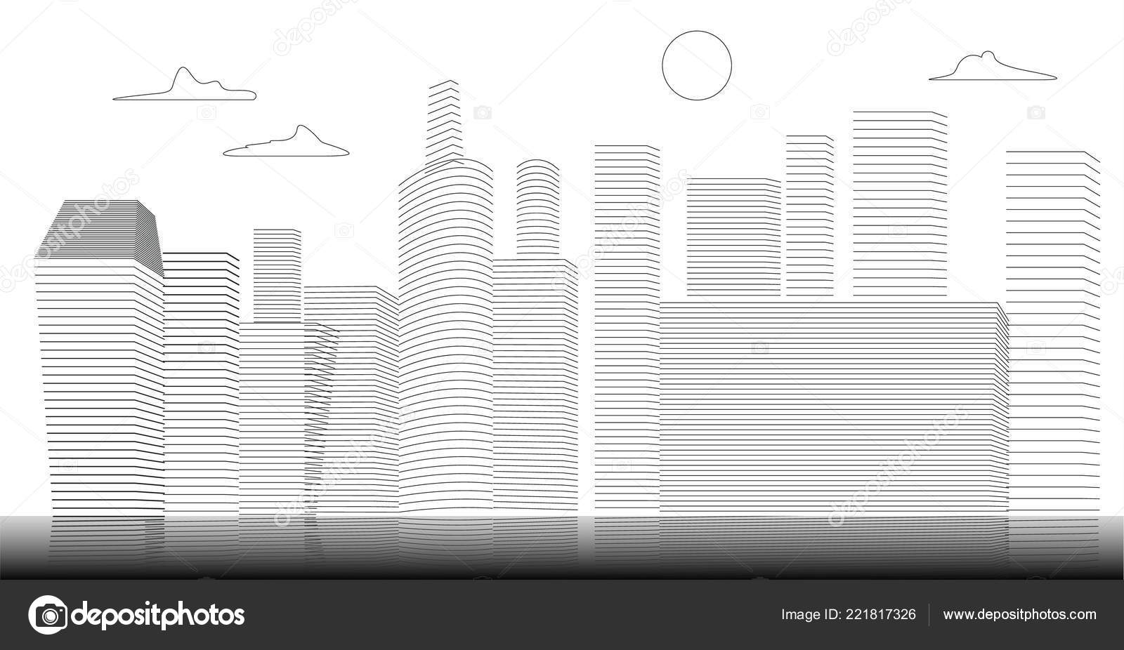 Vector Black White Illustration City Buildings — Stock Vector © raz234 ...
