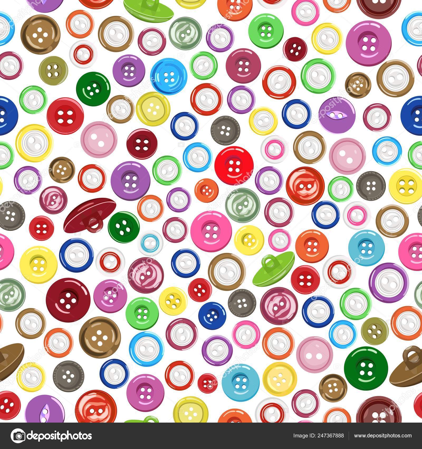 Seamless pattern of clothing buttons. Fashion and needlework. Vector ...