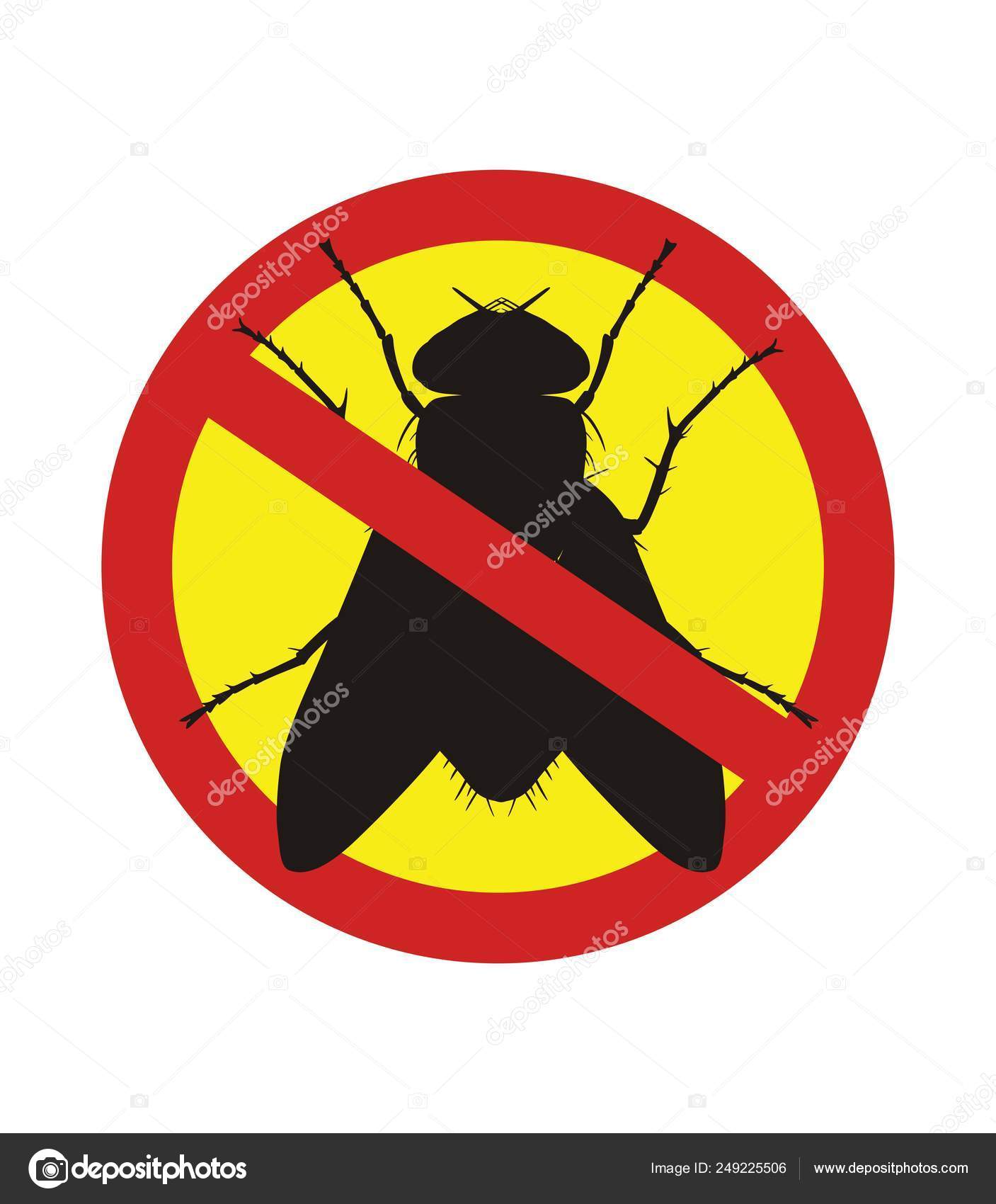 Stop fly red signs. Sign of pest control. Vector. Stock Vector Image by ...