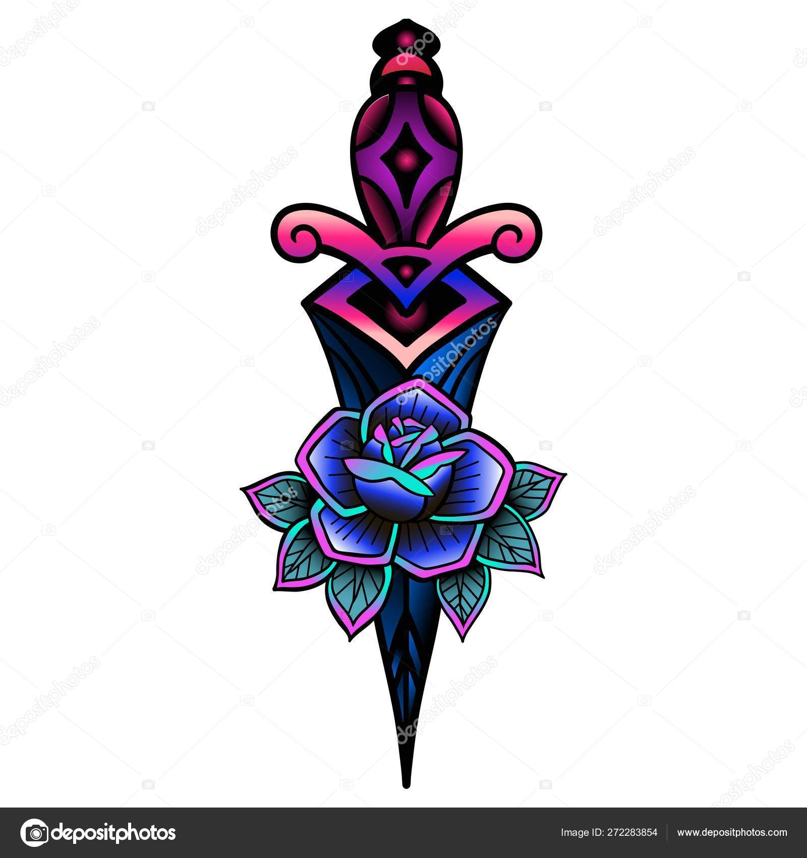 Dagger And Rose Tattoo