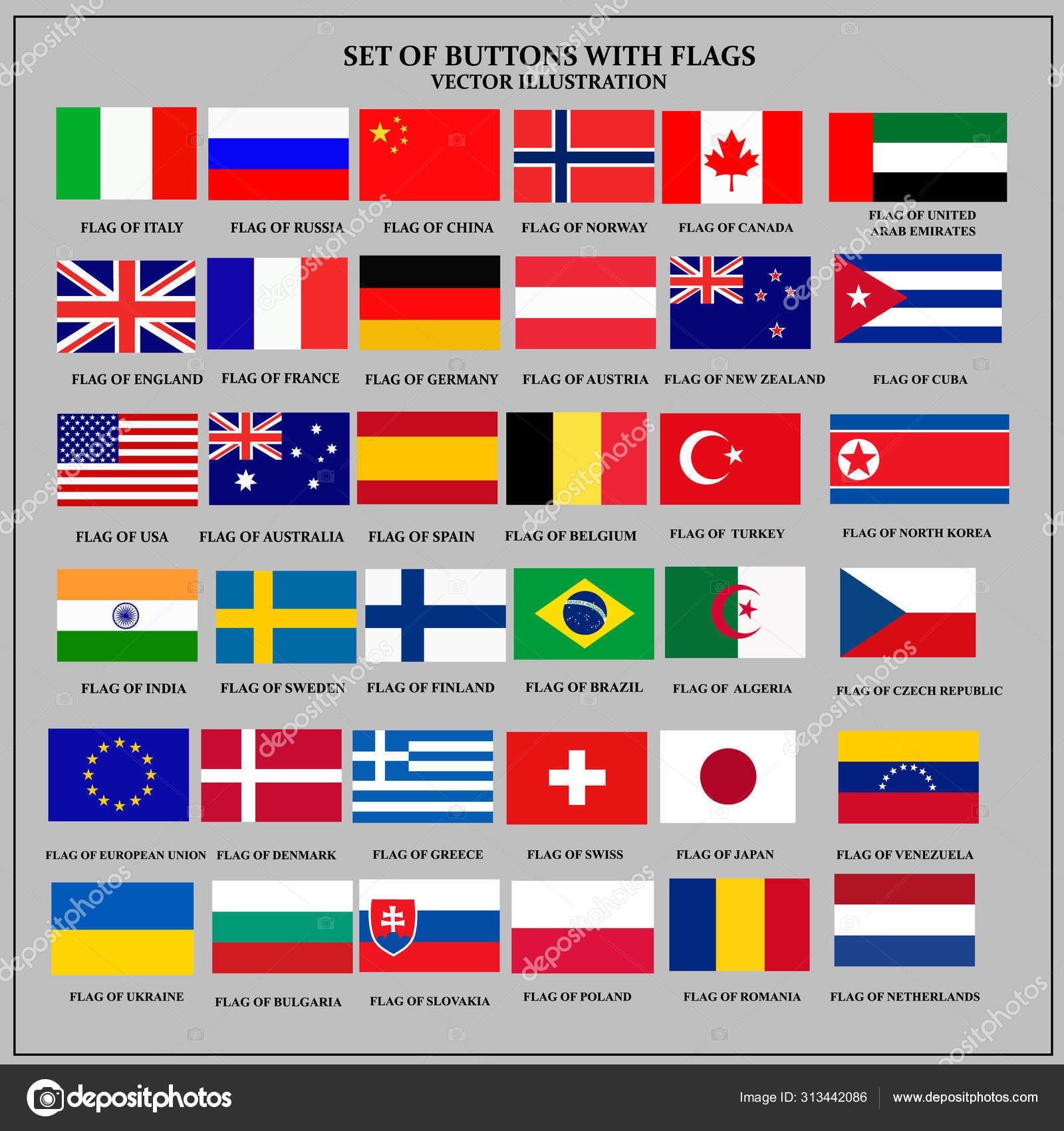 Set of banners with popular flags. Vector. Stock Vector Image by ...