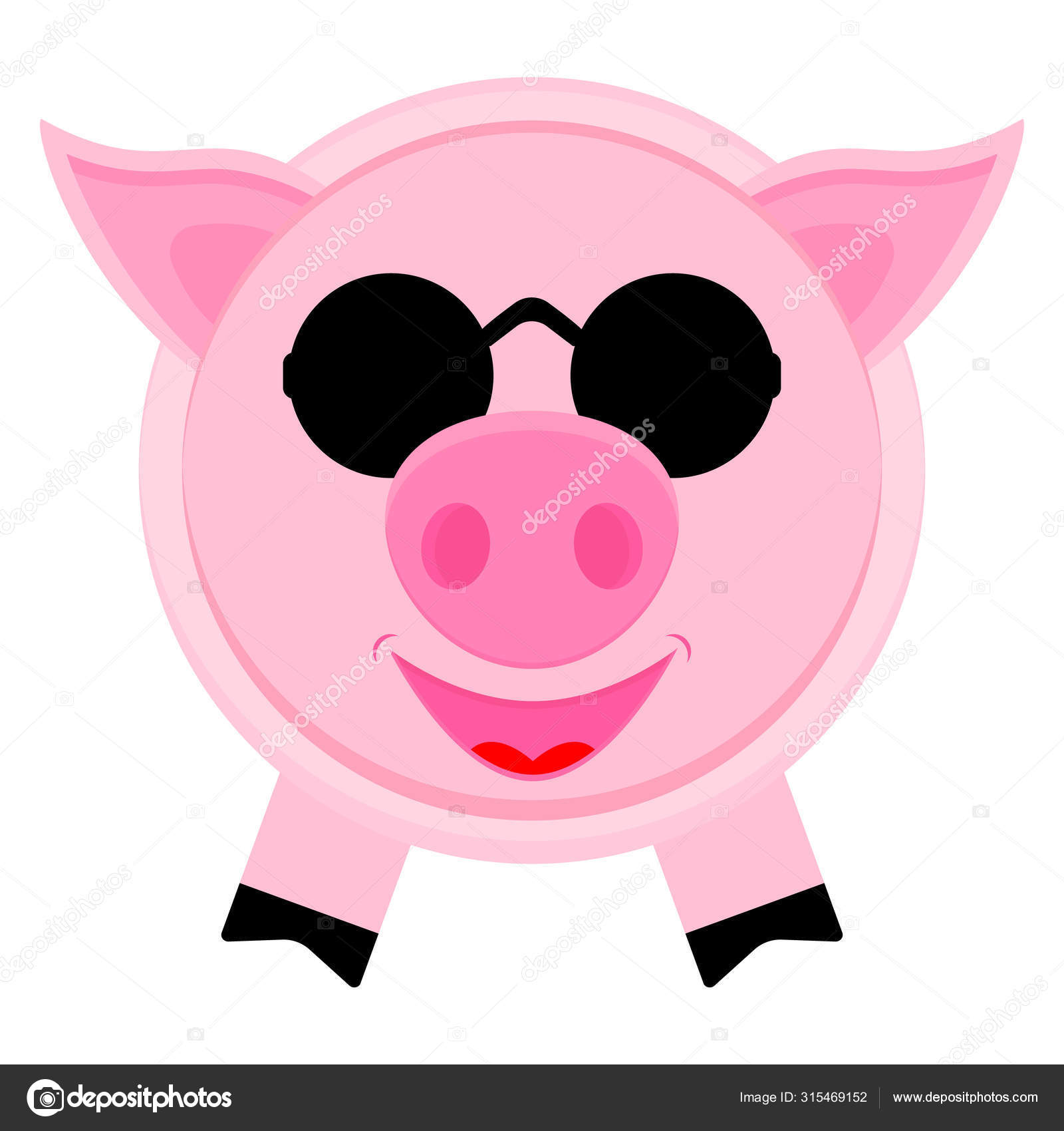 Cute Pig Cartoon Black And White