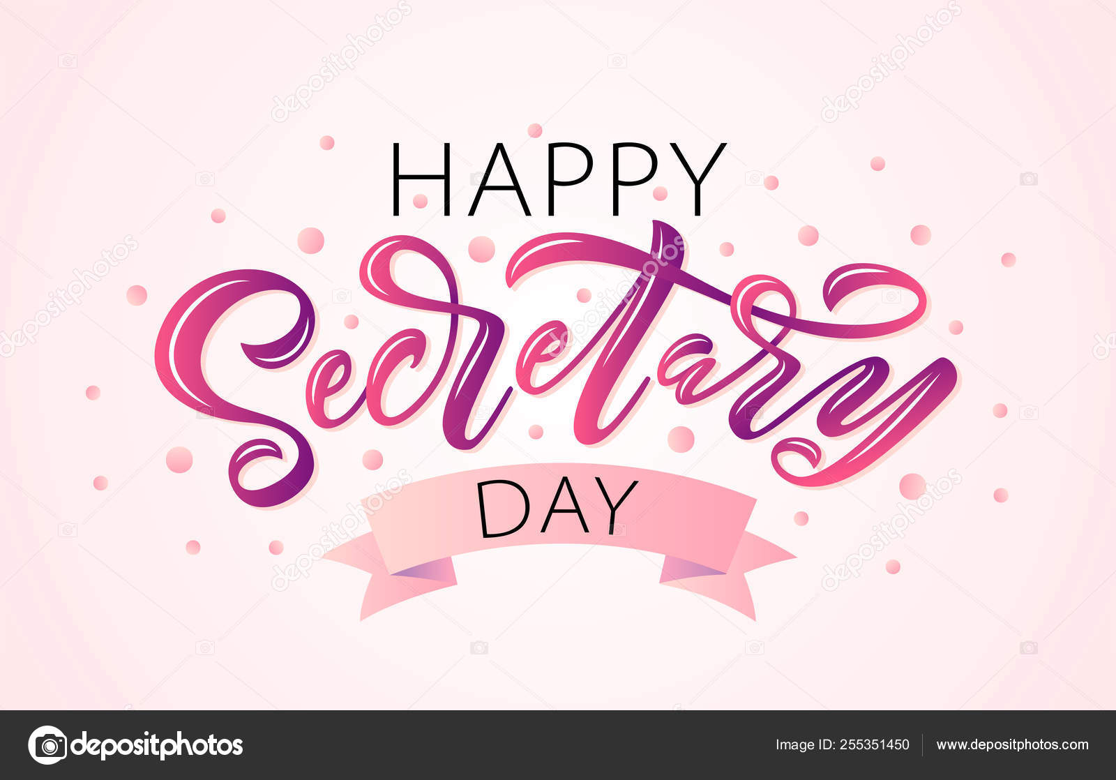 Happy Secretary Day hand lettering vector illustration. 24 April 2019 ...