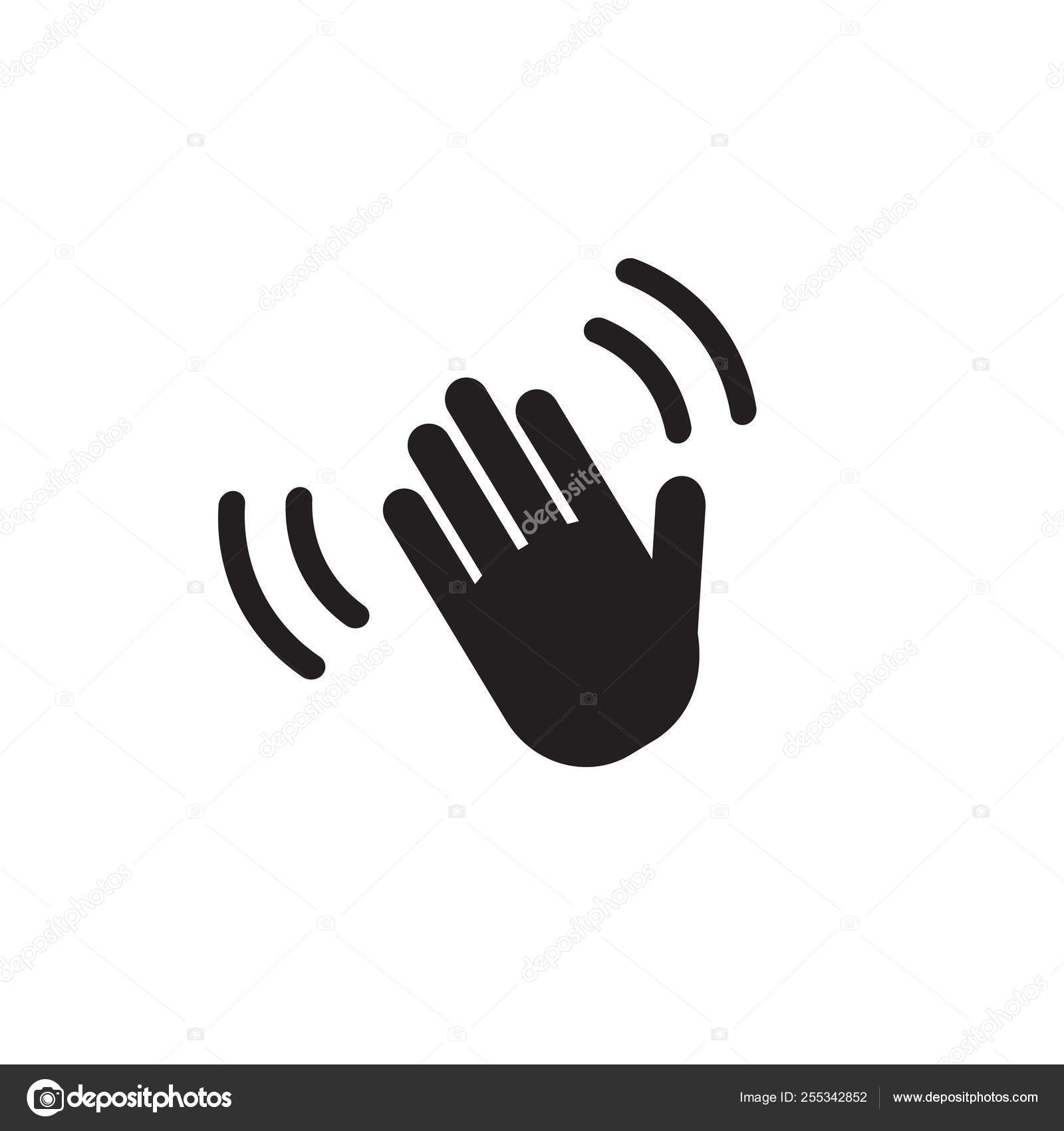 Hand wave waving hi or hello gesture line art vector icon for apps and ...