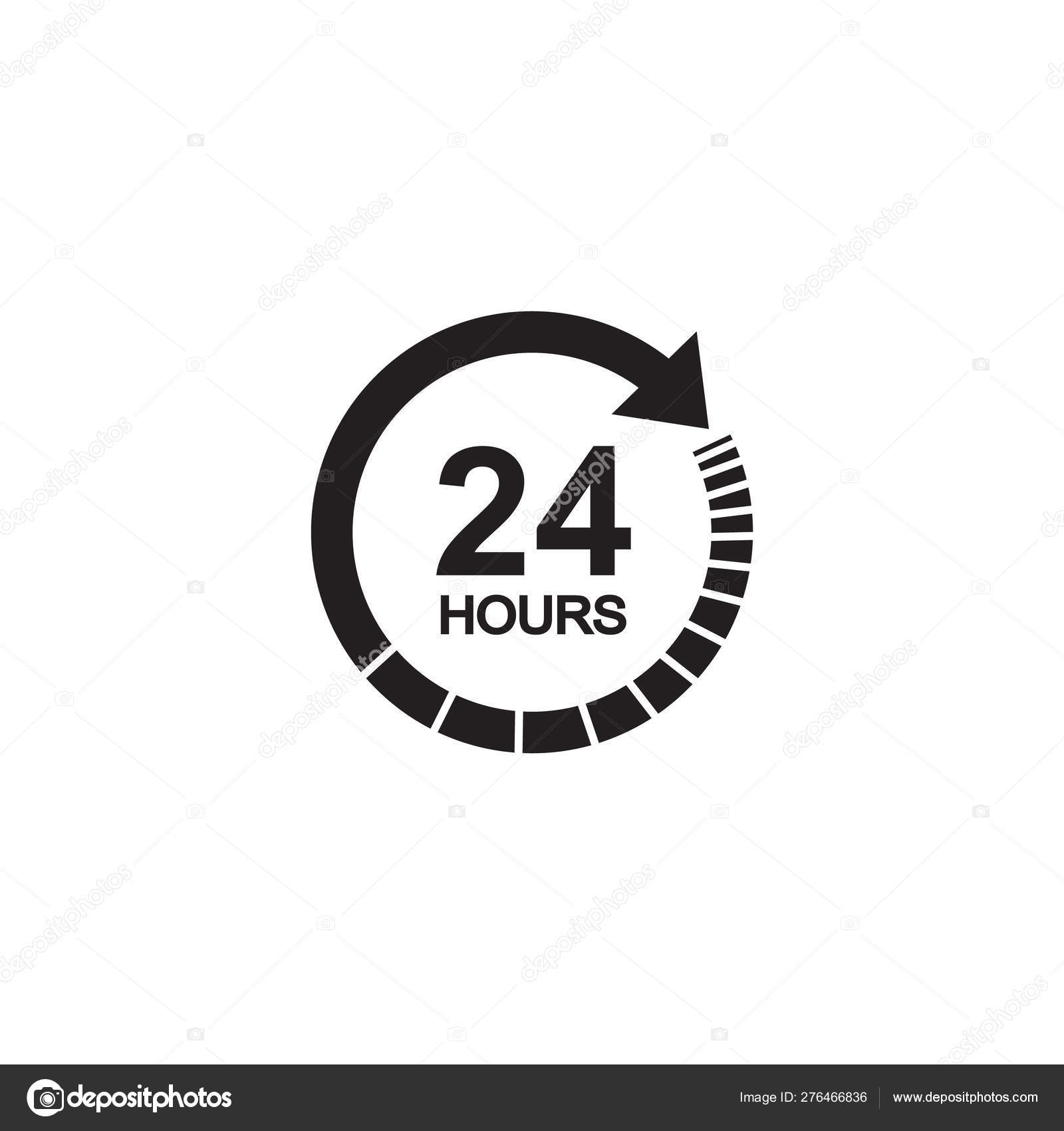 24 hours clock sign icon in flat style. Twenty four hour open vector ...