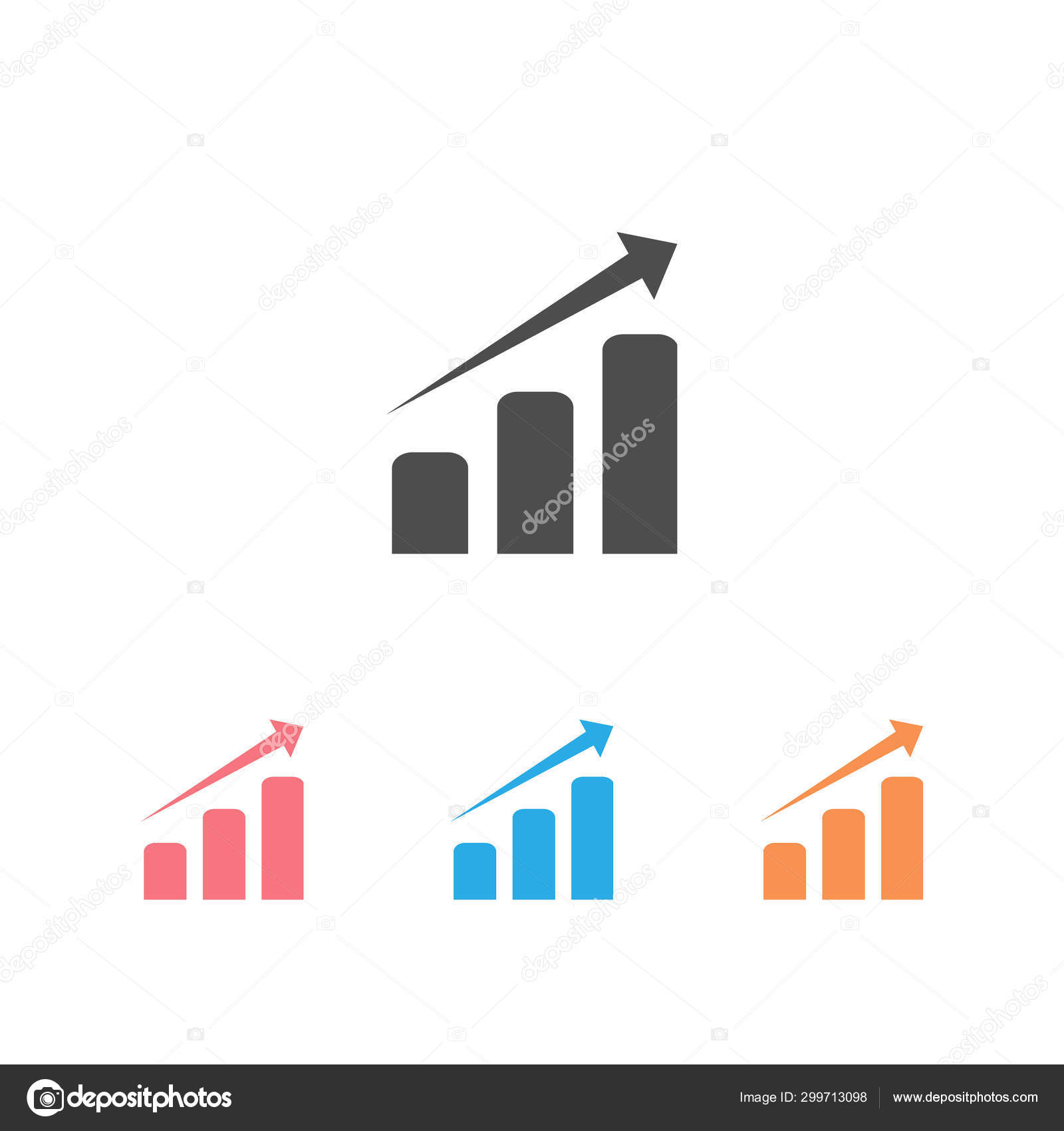 Vector growing graph icon set on white isolated Stock Vector by ...