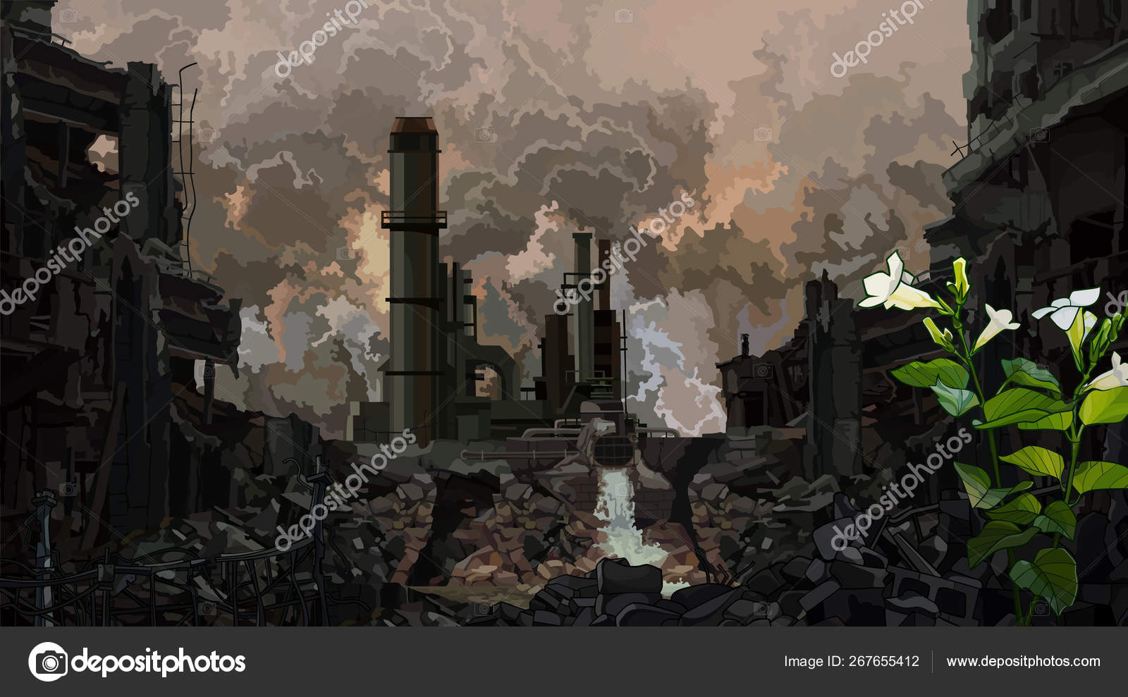 Broken Down City Background