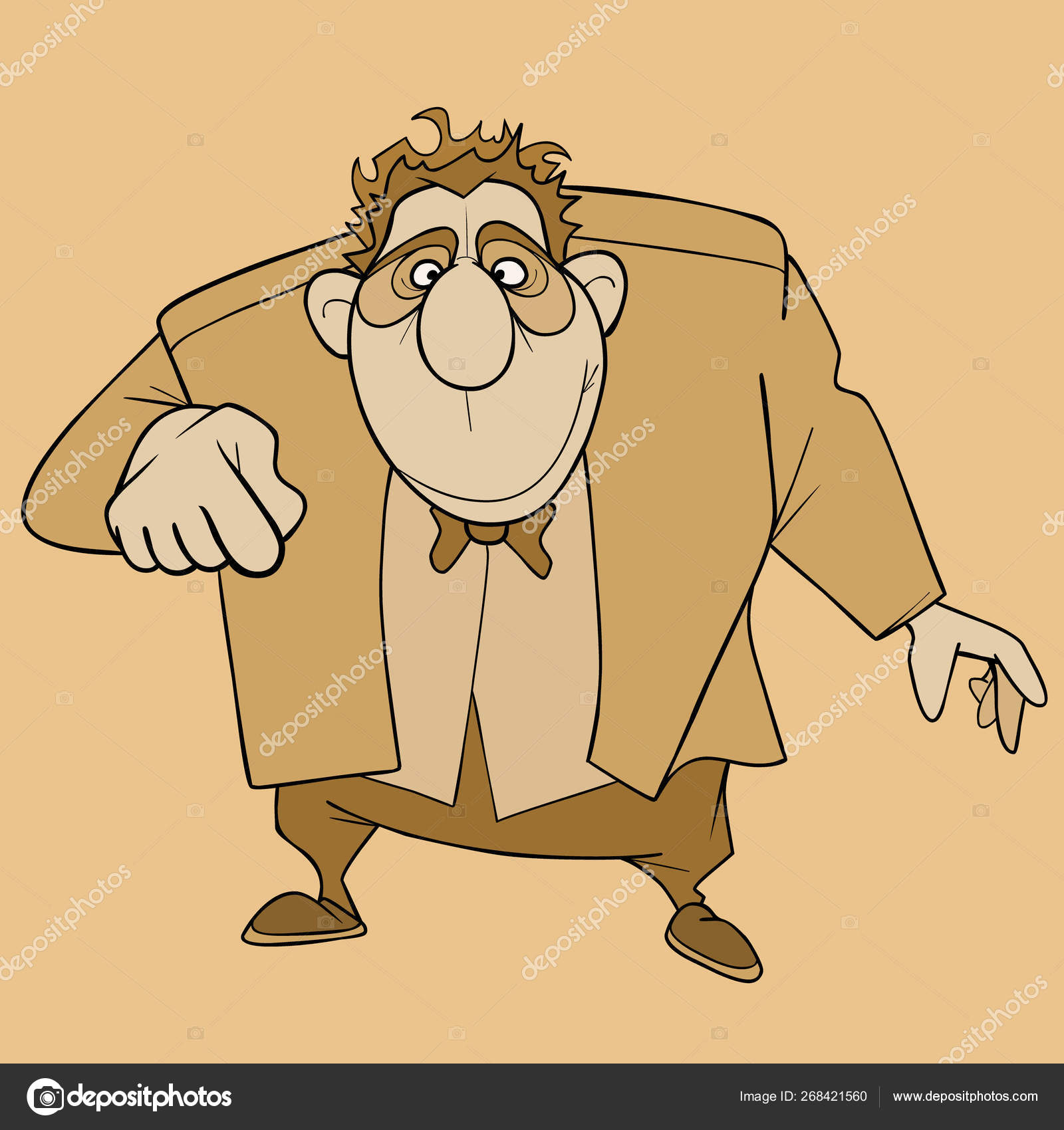 Cartoon funny character healthy man in suit with tie Stock Vector Image ...