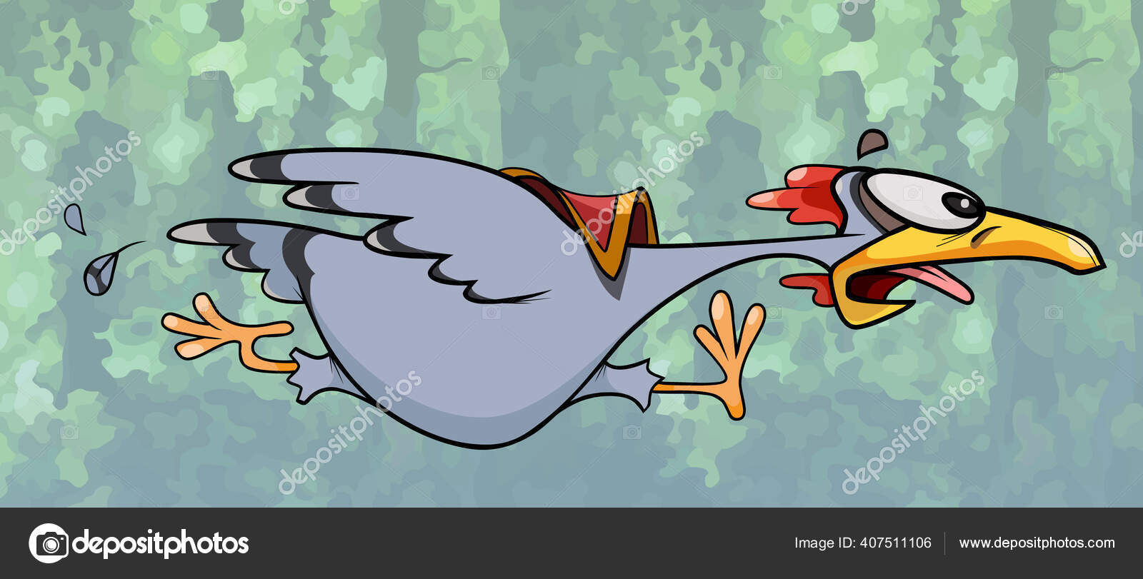 Funny Cartoon Chicken Saddle Its Back Running High Speed Stock Vector ...