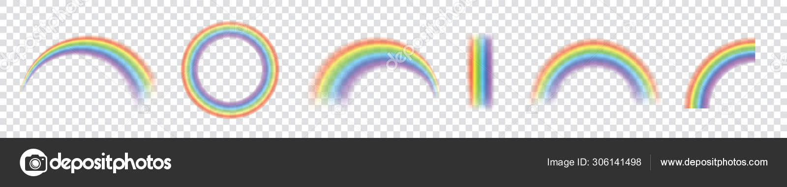 Rainbows Different Shape Realistic Set Perfect Set Isolated Transparent ...