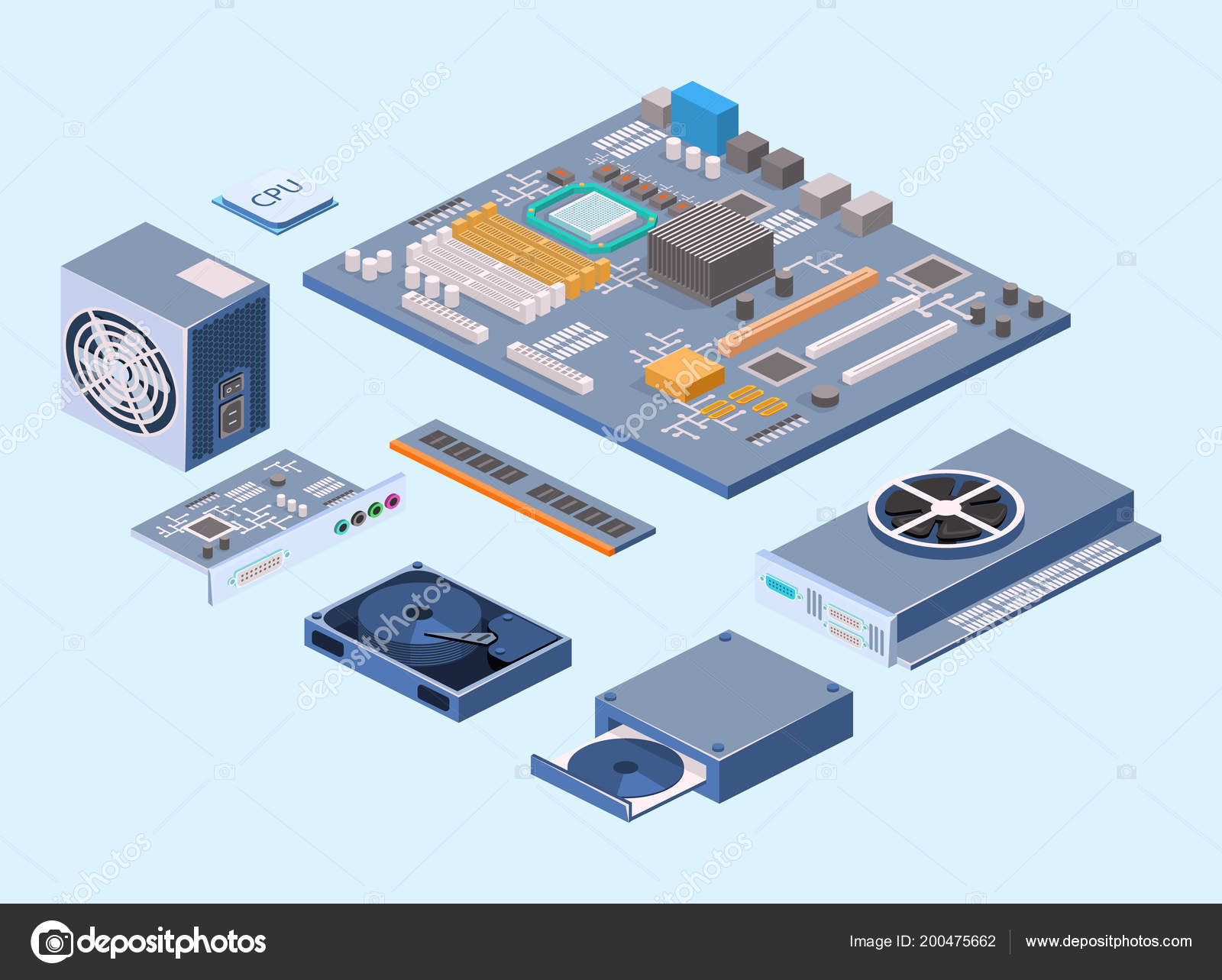 Isometric Flat Concept Vector Computer Chip Technology Processor Circuit Computer Stock Vector ...