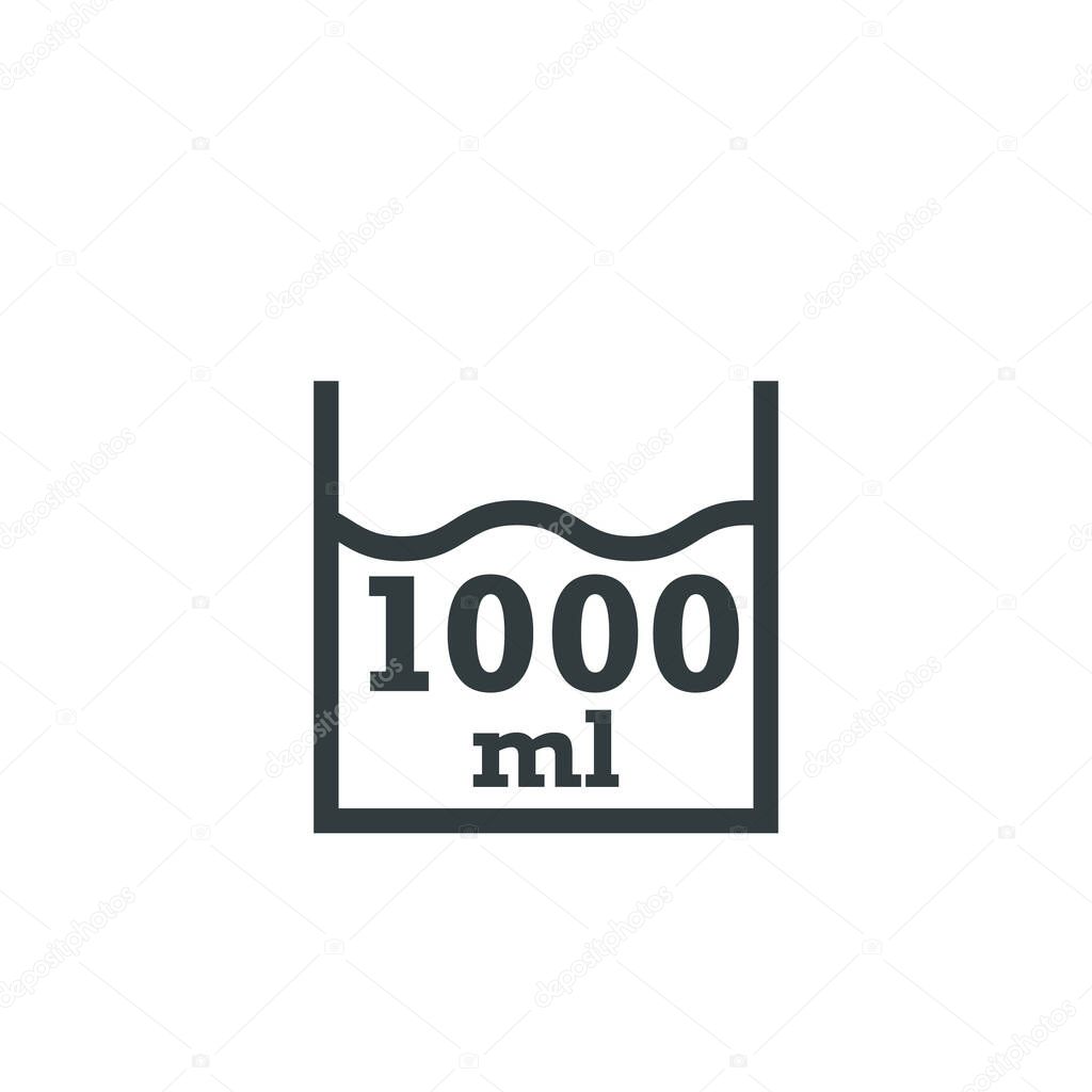 Signo de litro volúmenes estimados 1000 mililitros en blanco 2022