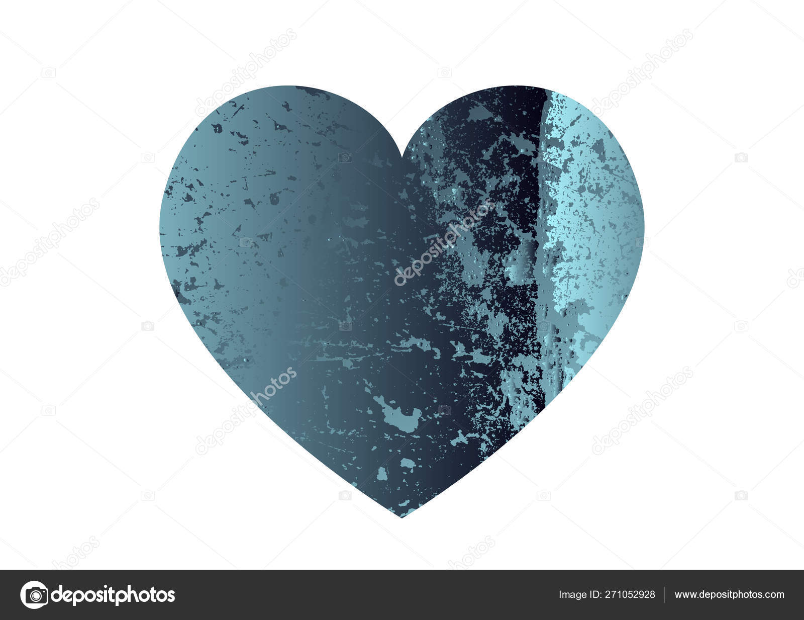 Turquoise heart with gradient and abstract texture isotated on white ...