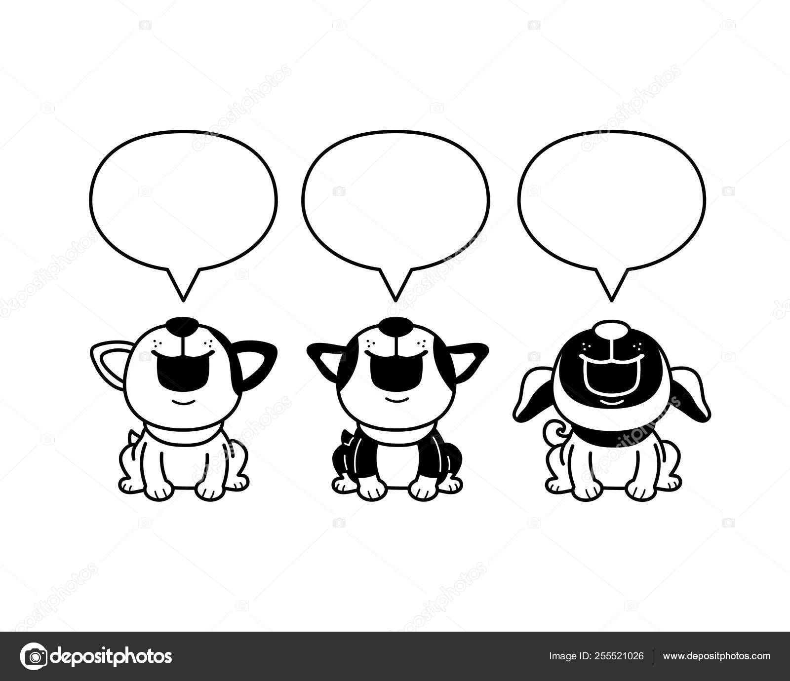 Vector Cartoon Cute Dogs Speech Bubbles Design Stock Vector Image by ...