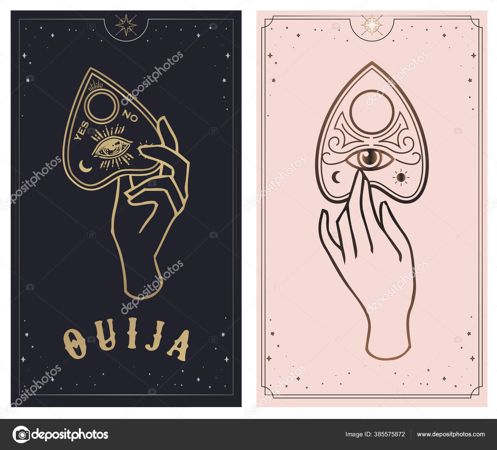 Ouija Planchette Eye Providence Line Art Vector Illustration Isolated ...
