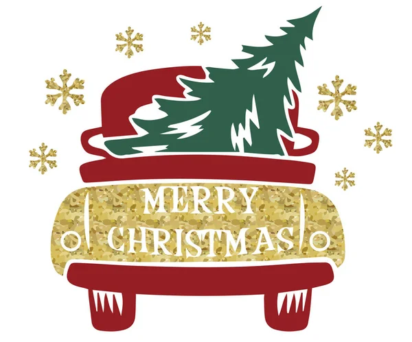 Christmas Cards Gold Design Merry Christmas Pickup Truck Christmas ...