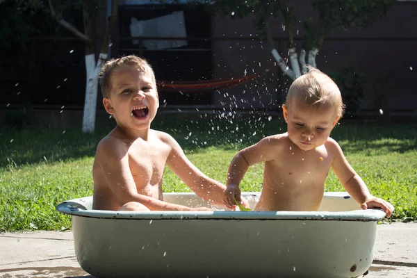 Bathing Kids Outside