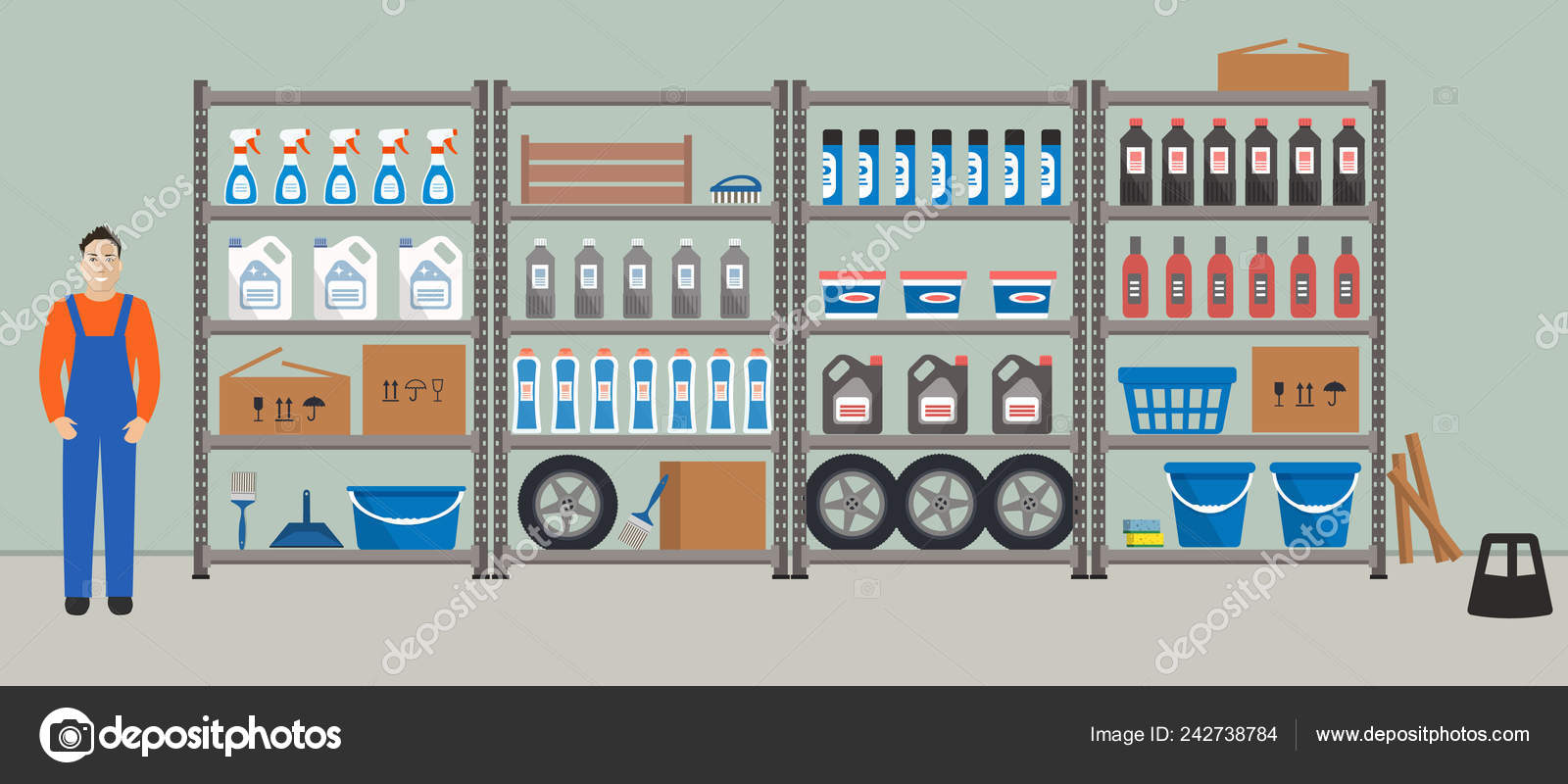Storeroom Workplace Storekeeper Shelving Household Goods Warehouse ...