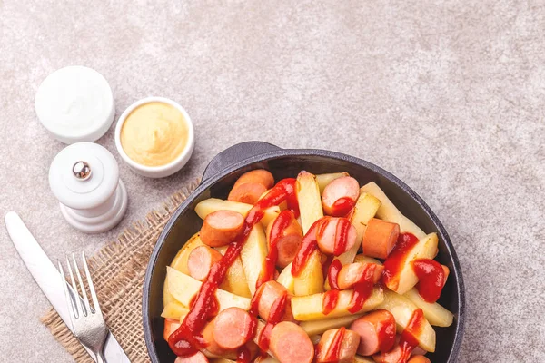 Traditional Homemade Peruvian Salchipapa Fries Mayo Ketchup Mustard ...