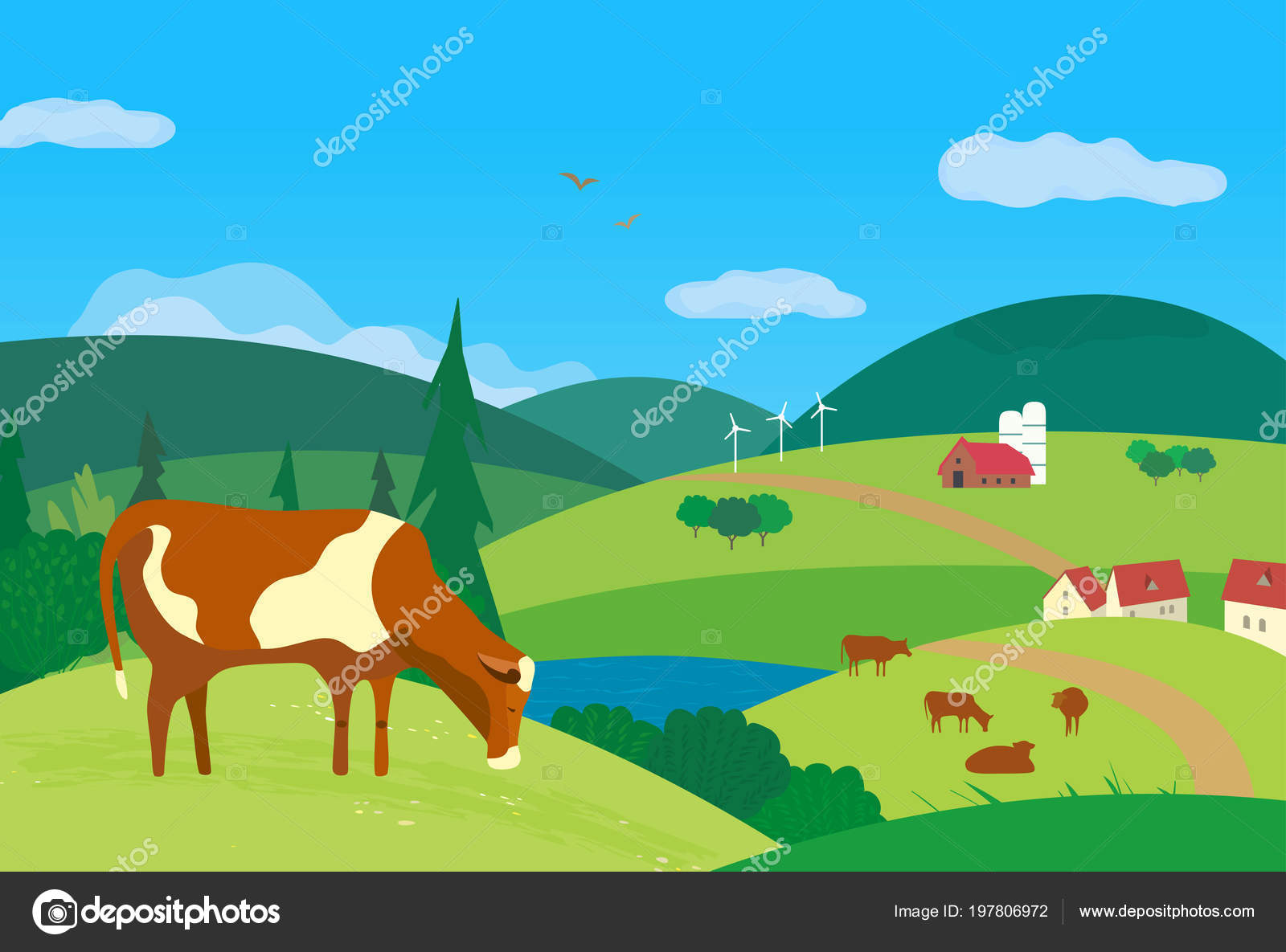 Vache sur prairie Vecteur par ©64samcorp.gmail.com 197806972