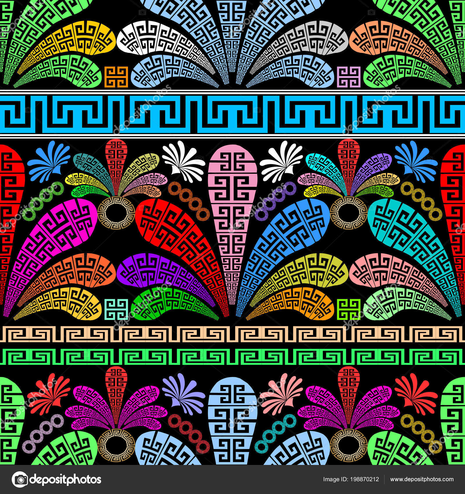 Greek floral decorative borders seamless pattern. — Stock Vector ...