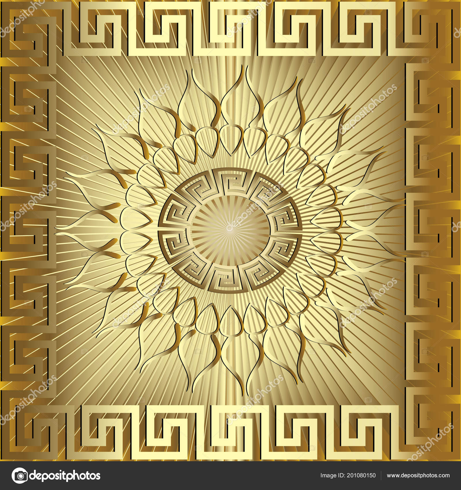 Gold 3d sunny greek vector panel pattern. Stock Vector Image by ©Nailaz ...