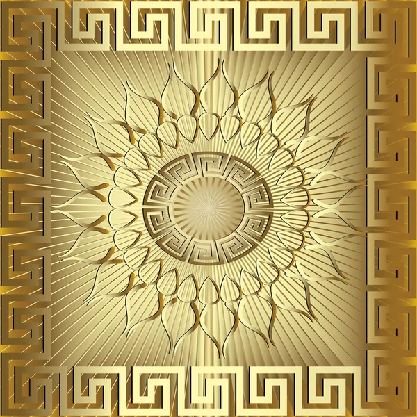 Greek 3d square panel pattern. Floral green vector background. Stock ...