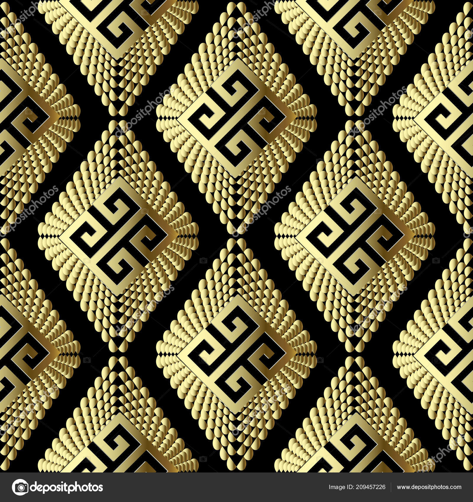Gold Geometric Greek Vector Seamless Pattern Ornamental Textured ...