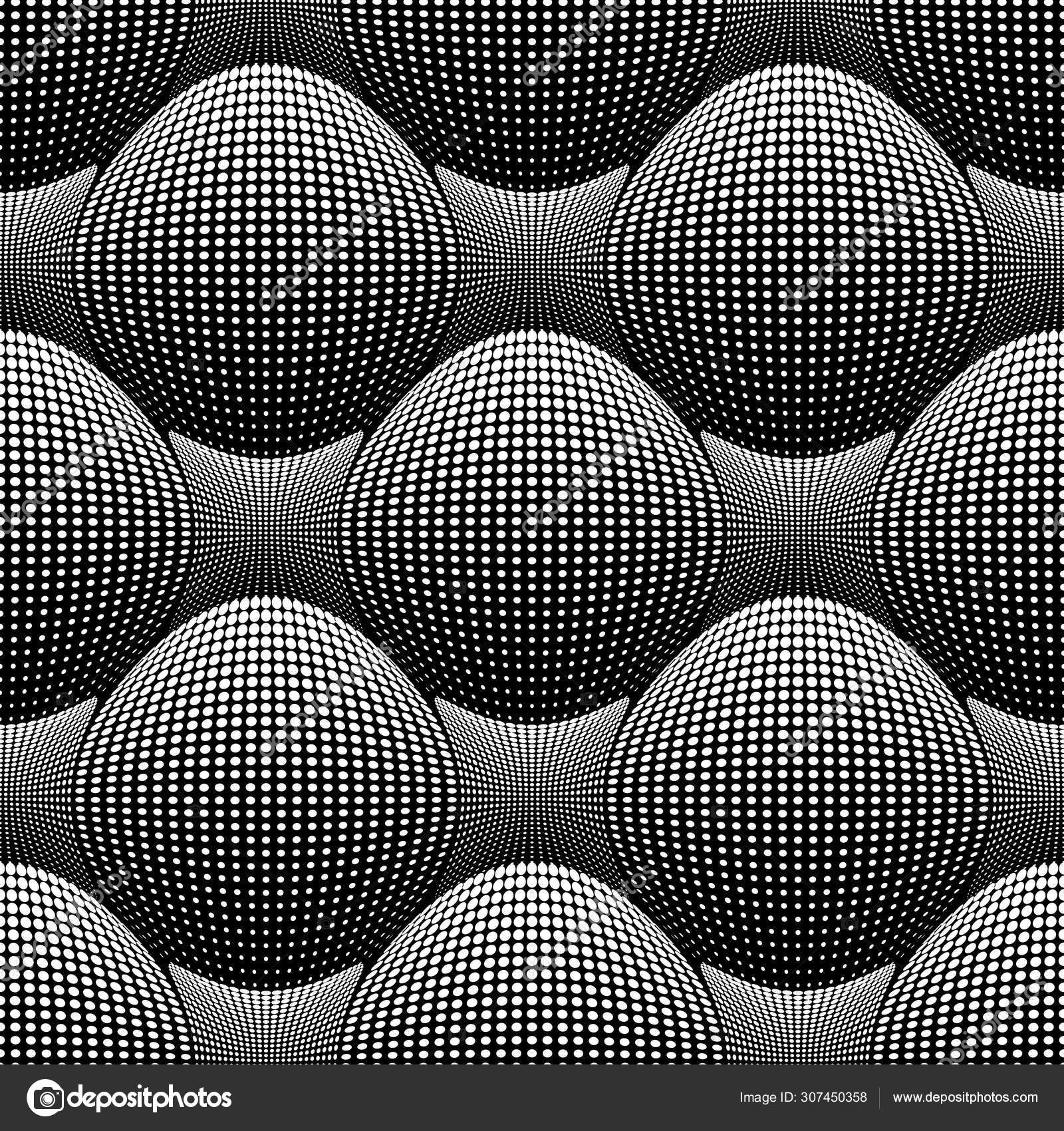 Halftone spheres geometric 3d vector seamless pattern. Dotted abstract ...