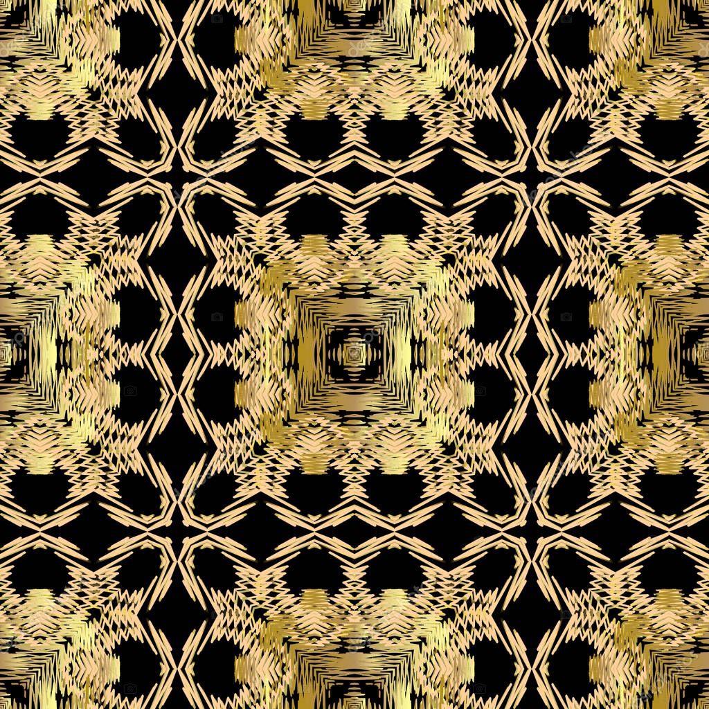 Bordado oro vector patr n sin costura. Fondo geom trico tribal abstracto rejilla. Adorno tnico ...