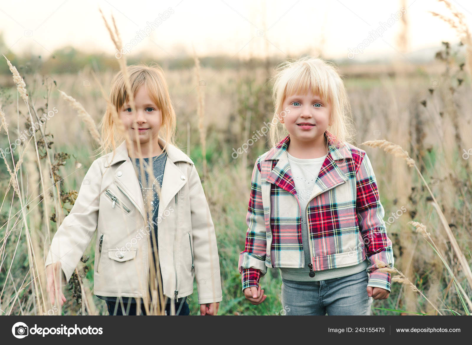 Happy Kids Having Fun Playground Outdoors Best Girl Friends Playing ...
